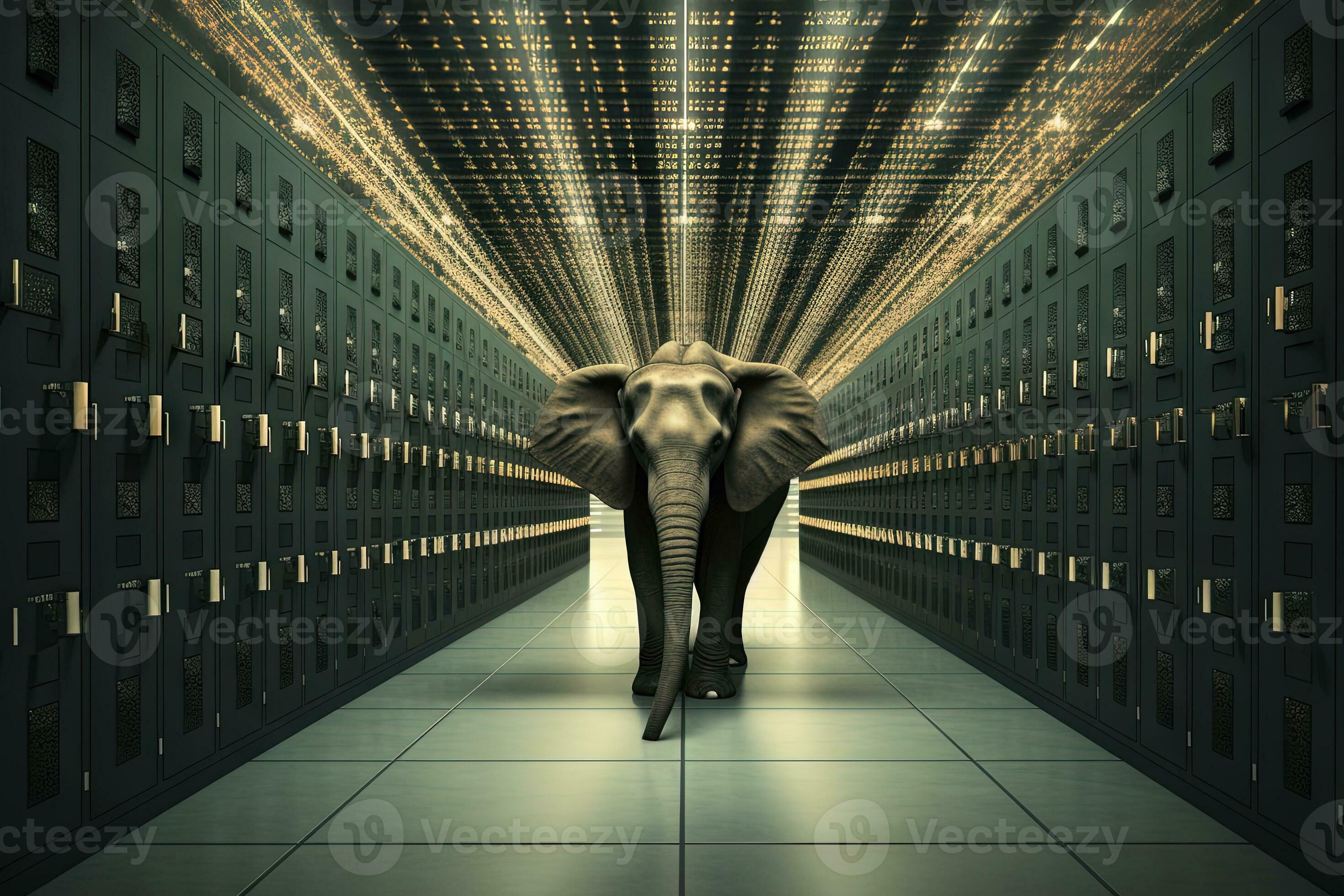 Elephant in the server room. Concept of the big data and digital ...