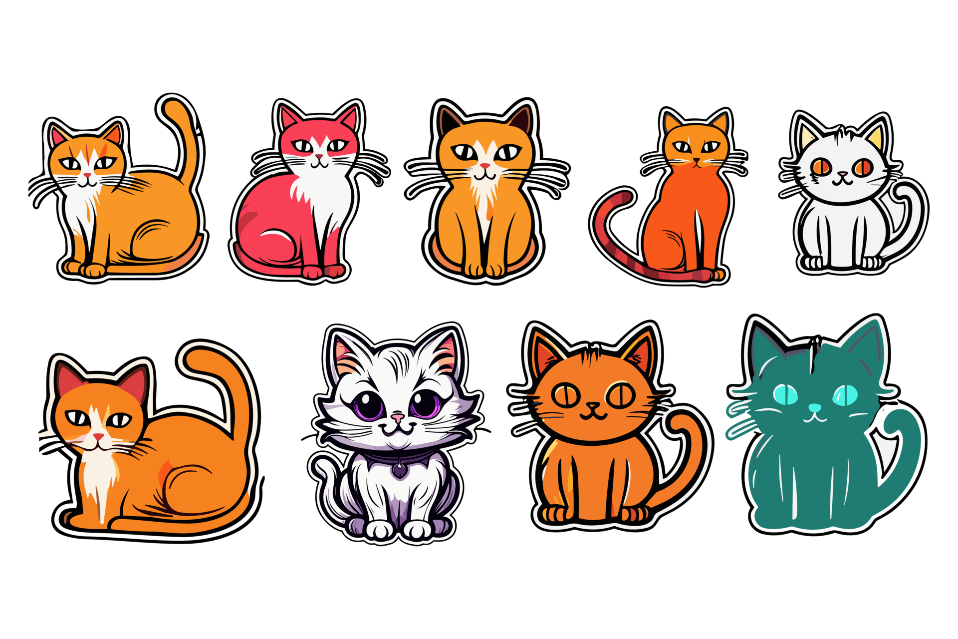 Cute Cat Stickers And Funny Kawaii Clipart 28581279 Png
