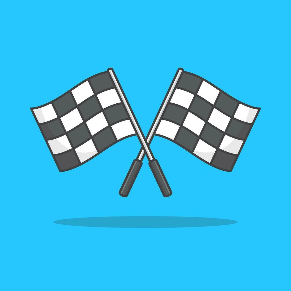 Two Crossed Checkered Race Flag Vector Icon Illustration Start And