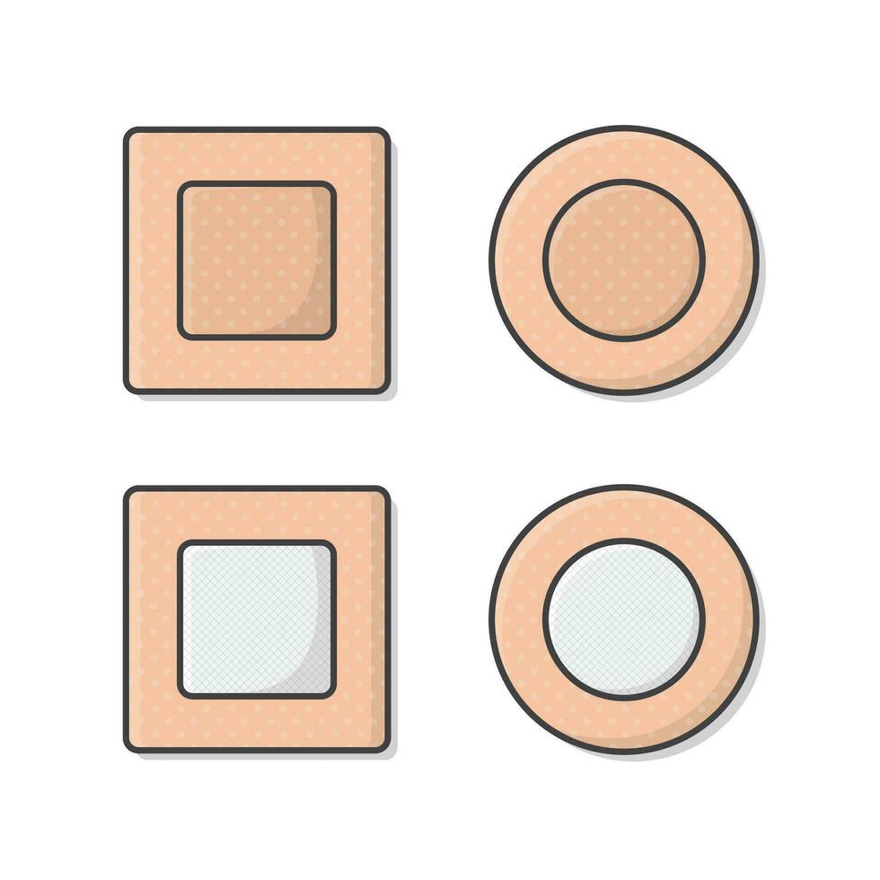 Set Of Medical Plaster Adhesive Bandage Vector Icon Illustration. First Aid Band Plaster Strip ...