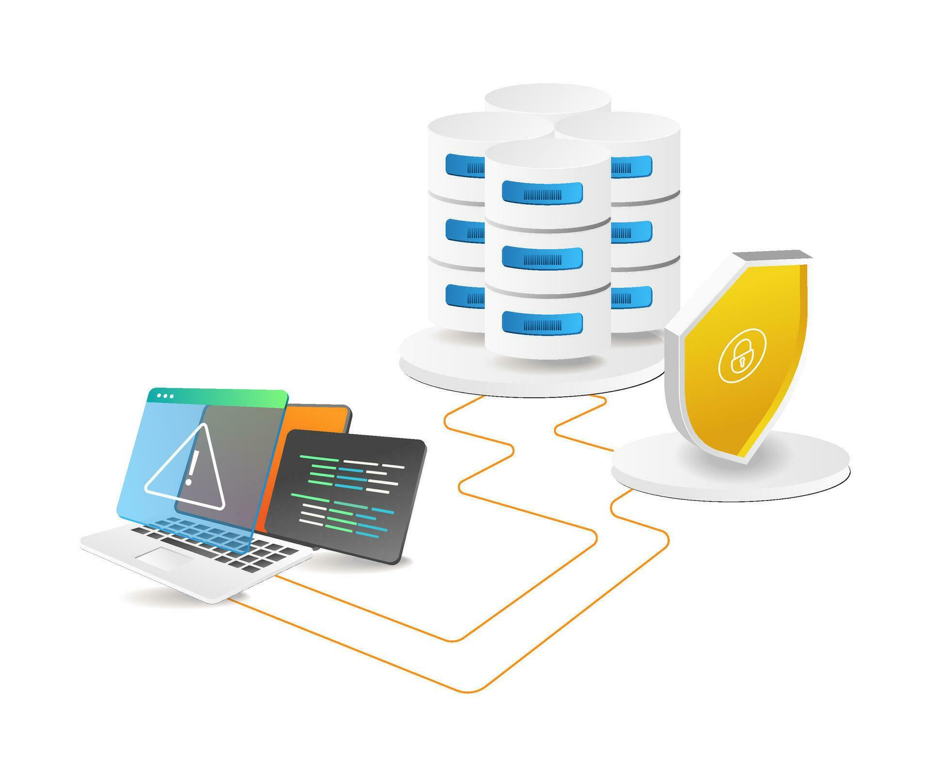 Database server security warning 28583365 Vector Art at Vecteezy
