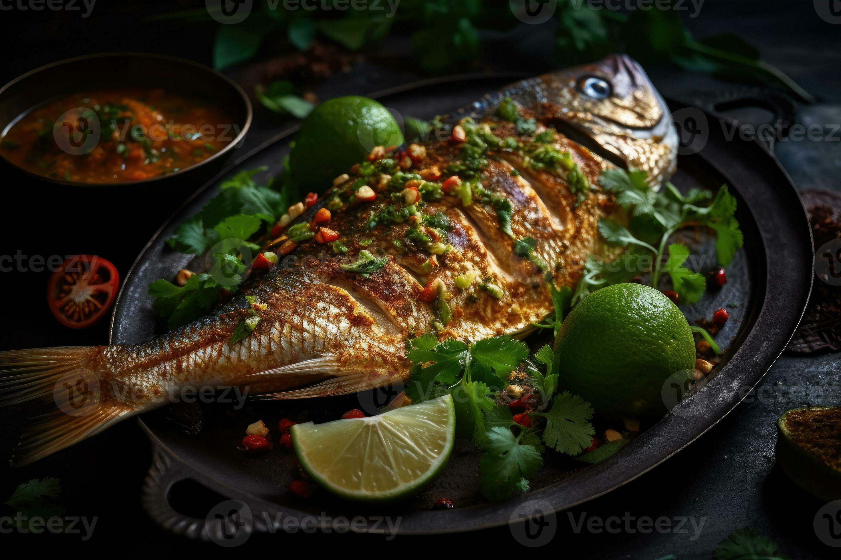 Whole fish with a grilled skin Arab food Generative AI 28586787 Stock ...