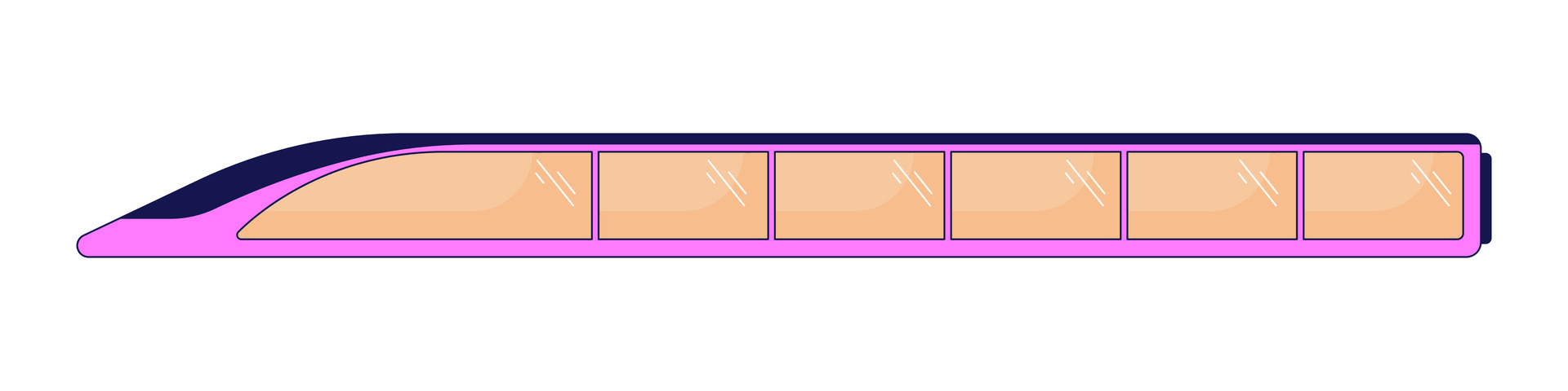 Modern High Speed Train Flat Line Color Isolated Vector Object Metro Transportation Subway