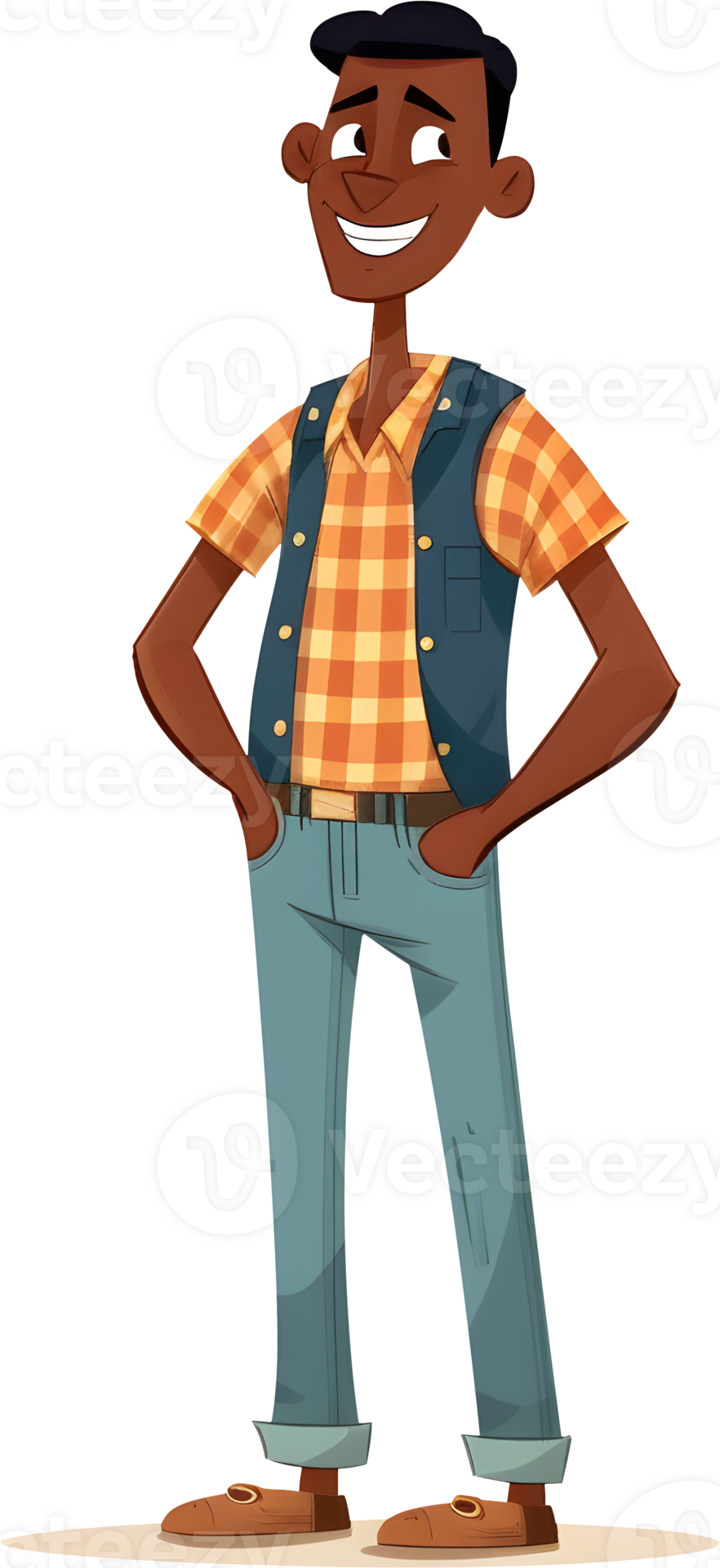Happy Man Avatar Cartoon Character Full Body Ai Generated Png File No Background 28597574 Png