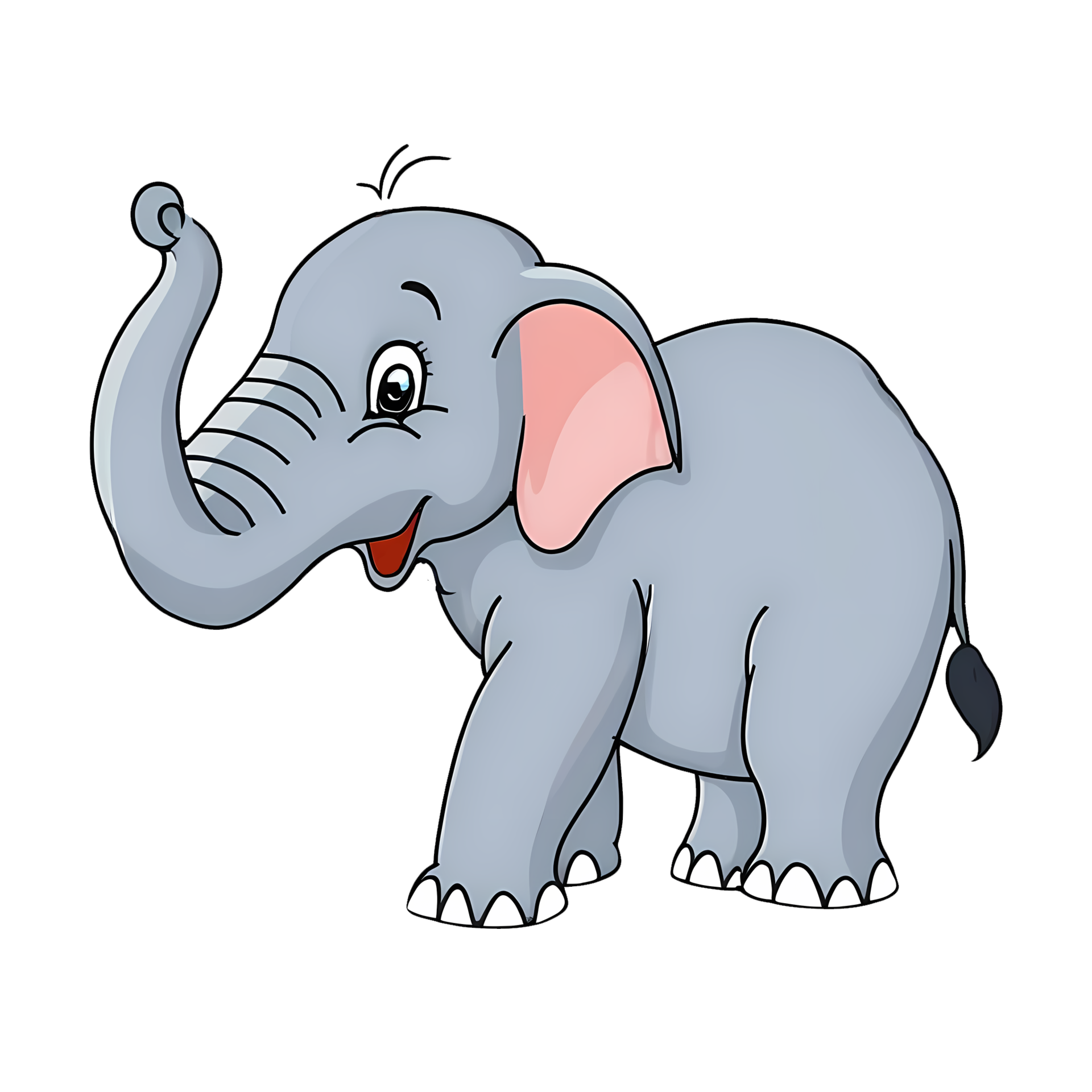 Happy Elephant Hand Drawn Cartoon Style Illustration AI Generated ...