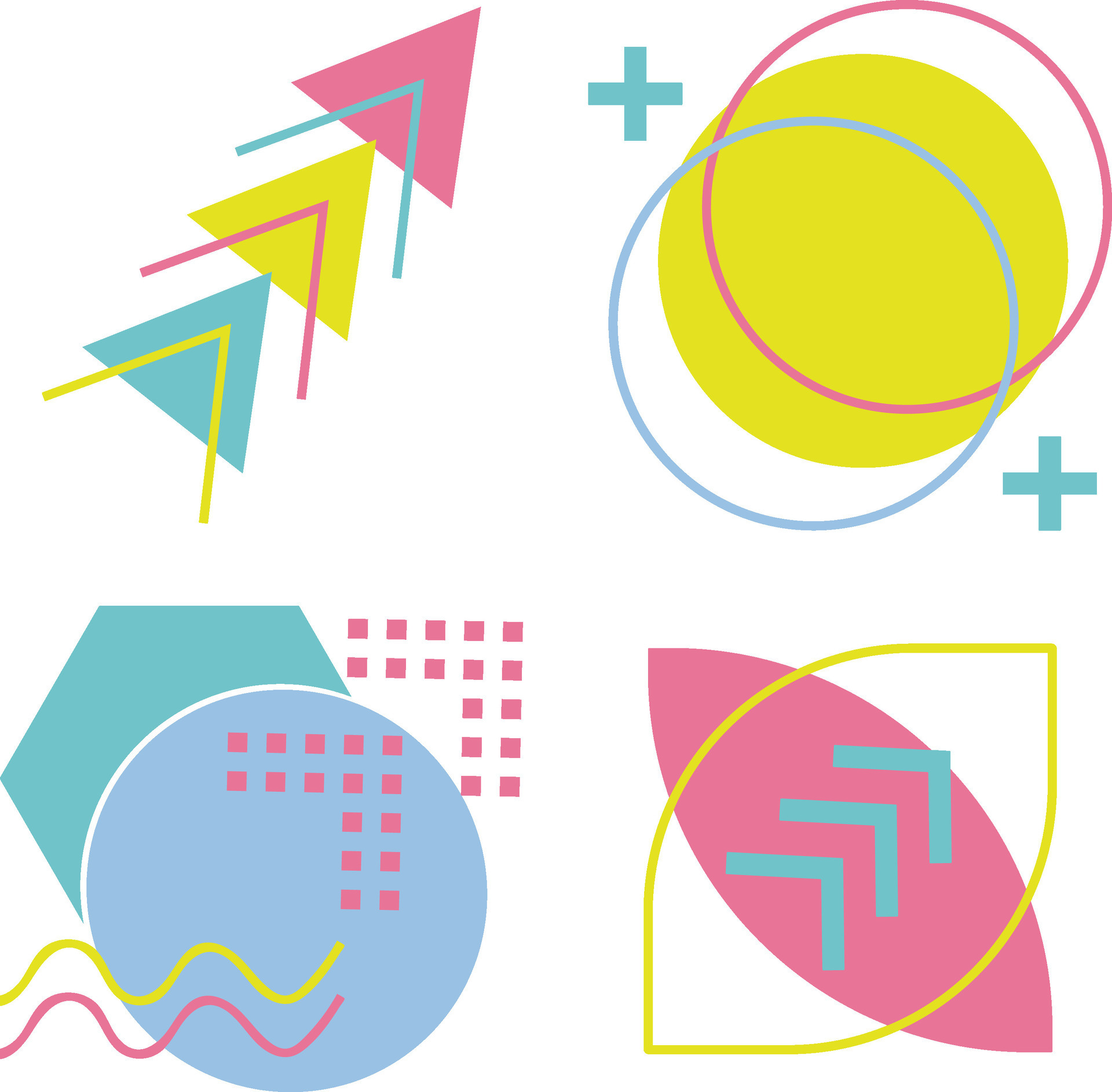 Colorful Memphis Shape Set. Simple Design. Isolated Vector 28600014 ...