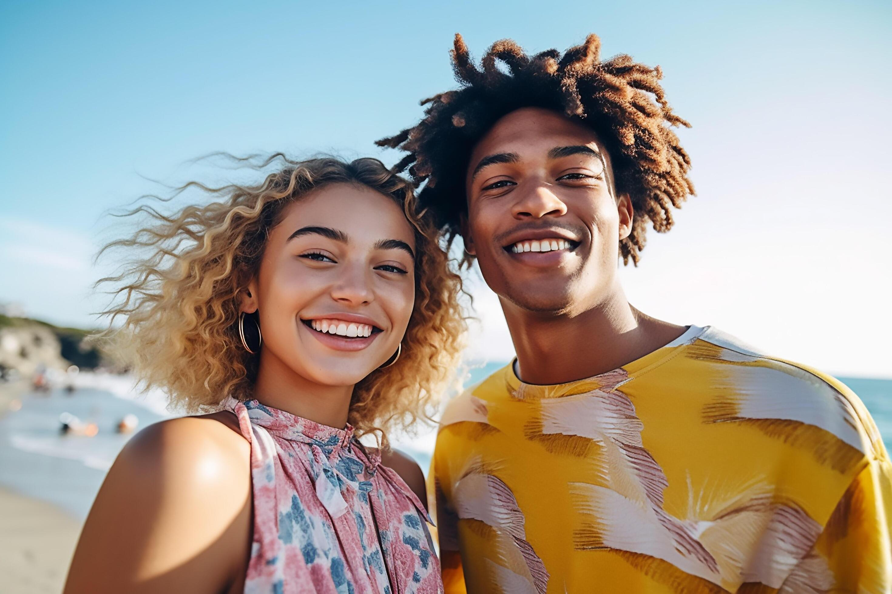Gen Z Selfie Together On The Beach Ai Generated Photo 28621649 Stock