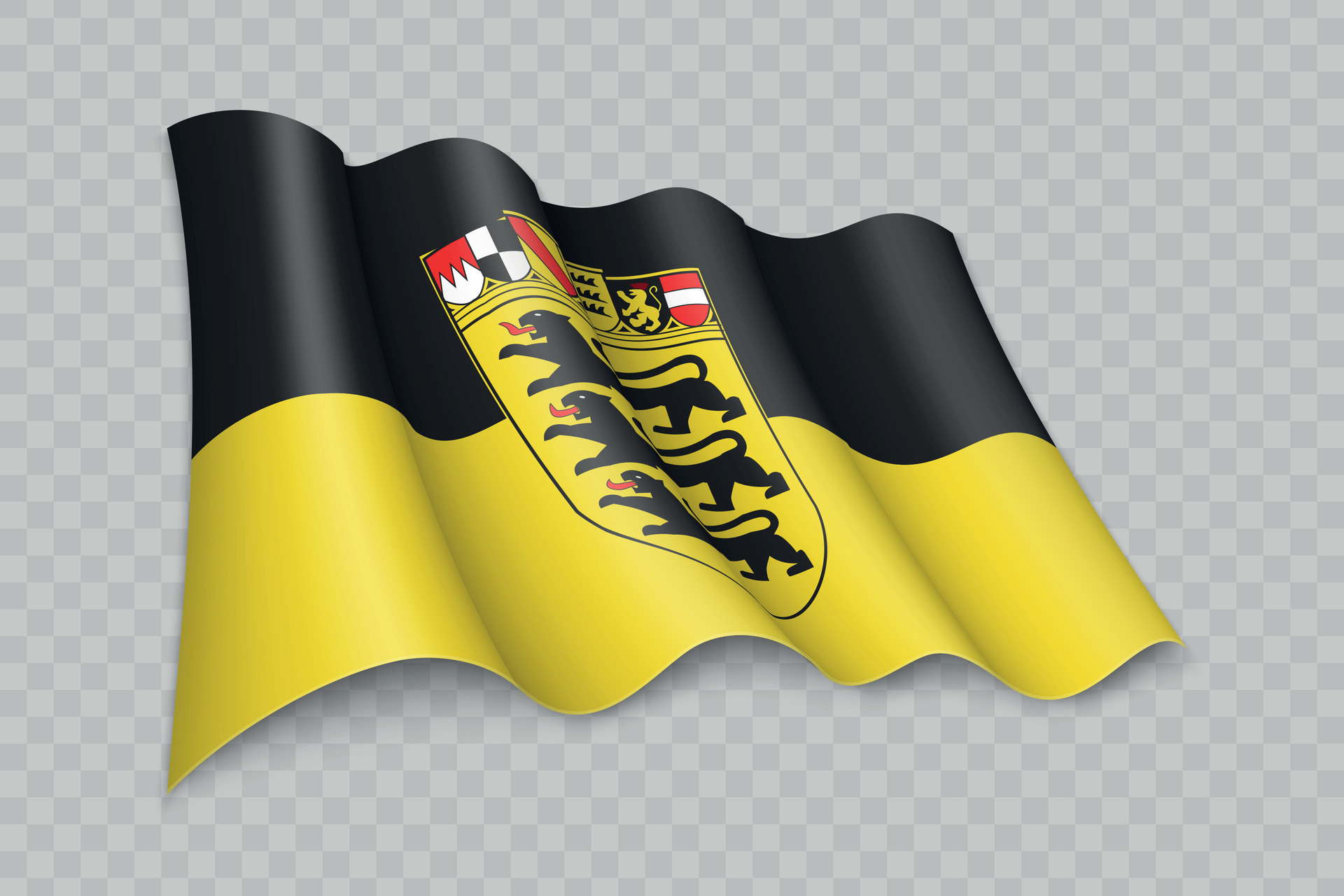 3d Realistic Waving Flag Of Baden Wurttemberg Is A State Of Germany