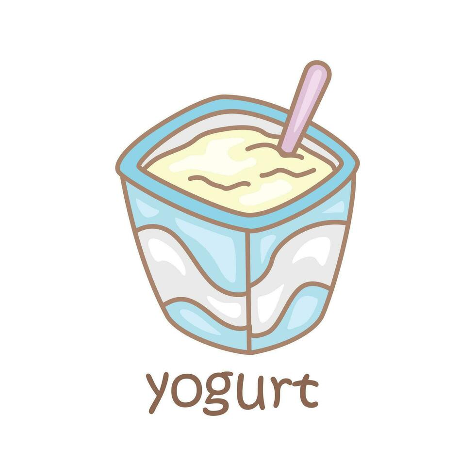 Alphabet Y For Yogurt Vocabulary School Lesson Cartoon Illustration ...
