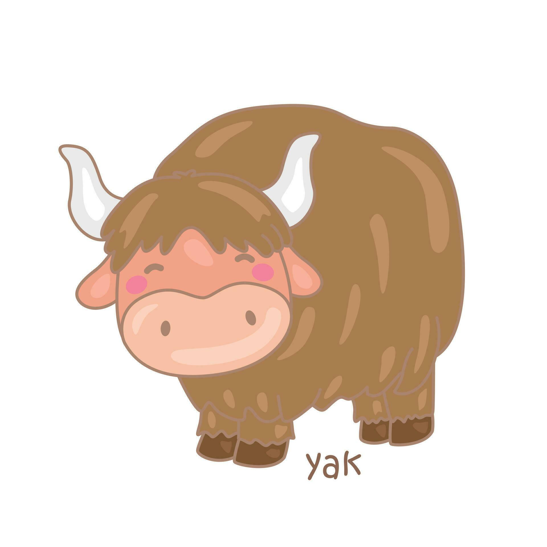 Alphabet Y For Yak Vocabulary School Lesson Cartoon Illustration Vector ...