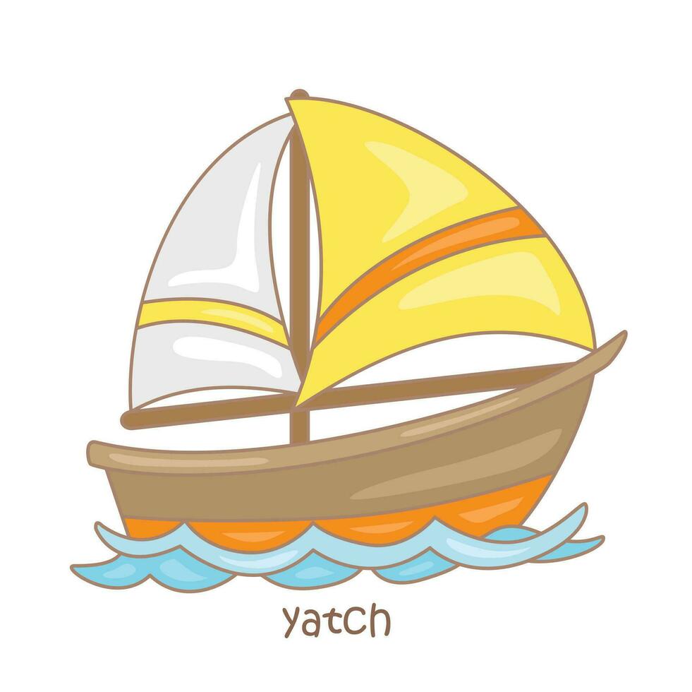 Alphabet Y For YatchVocabulary School Lesson Cartoon Illustration ...