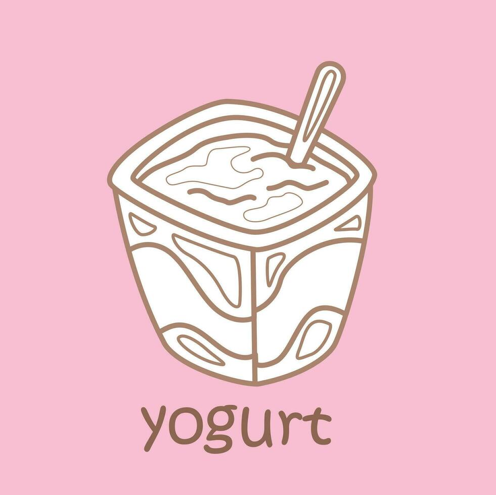 Alphabet Y For Yogurt Vocabulary School Lesson Cartoon Digital Stamp ...