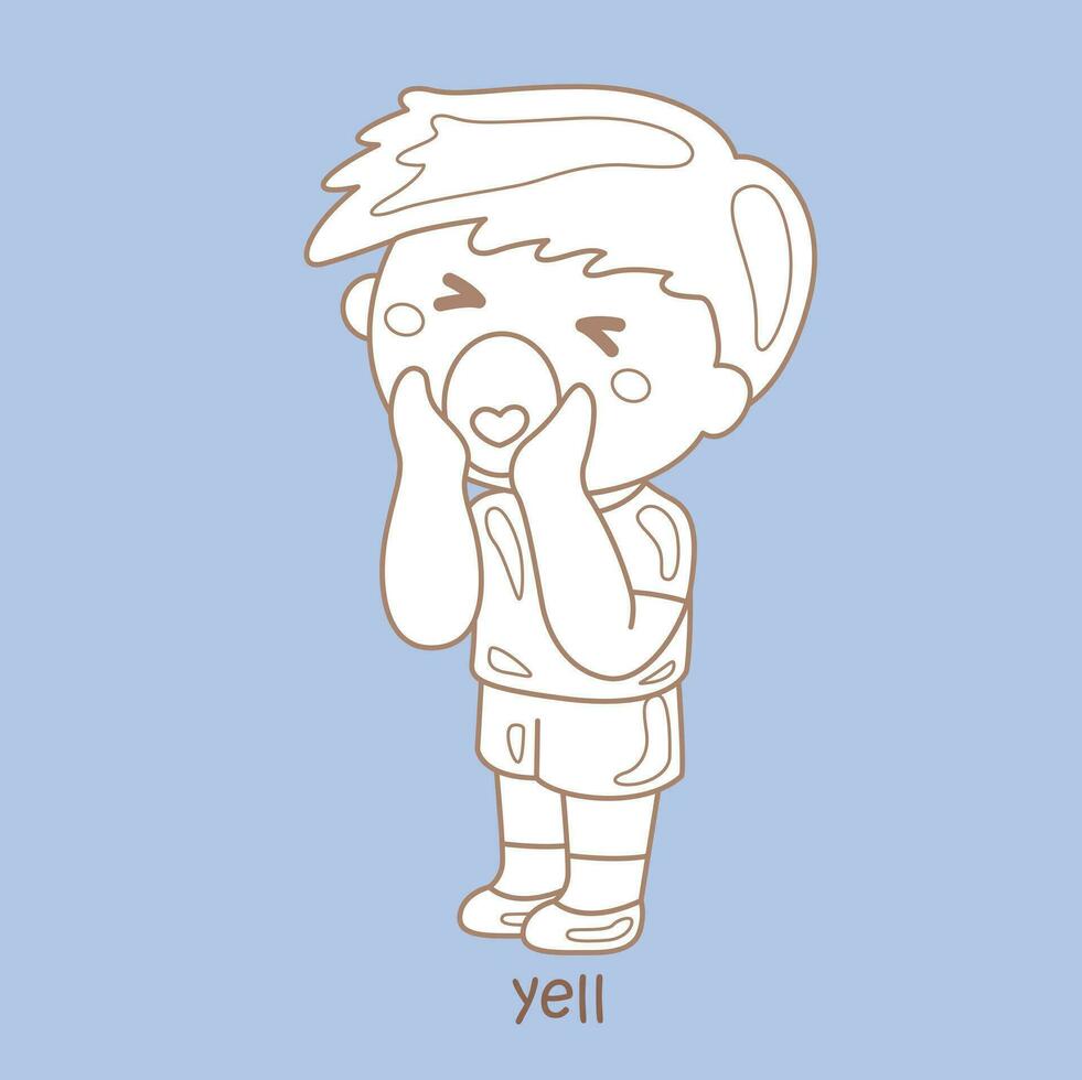 alfabeto y para grito vocabulario colegio lección dibujos animados digital sello contorno ...