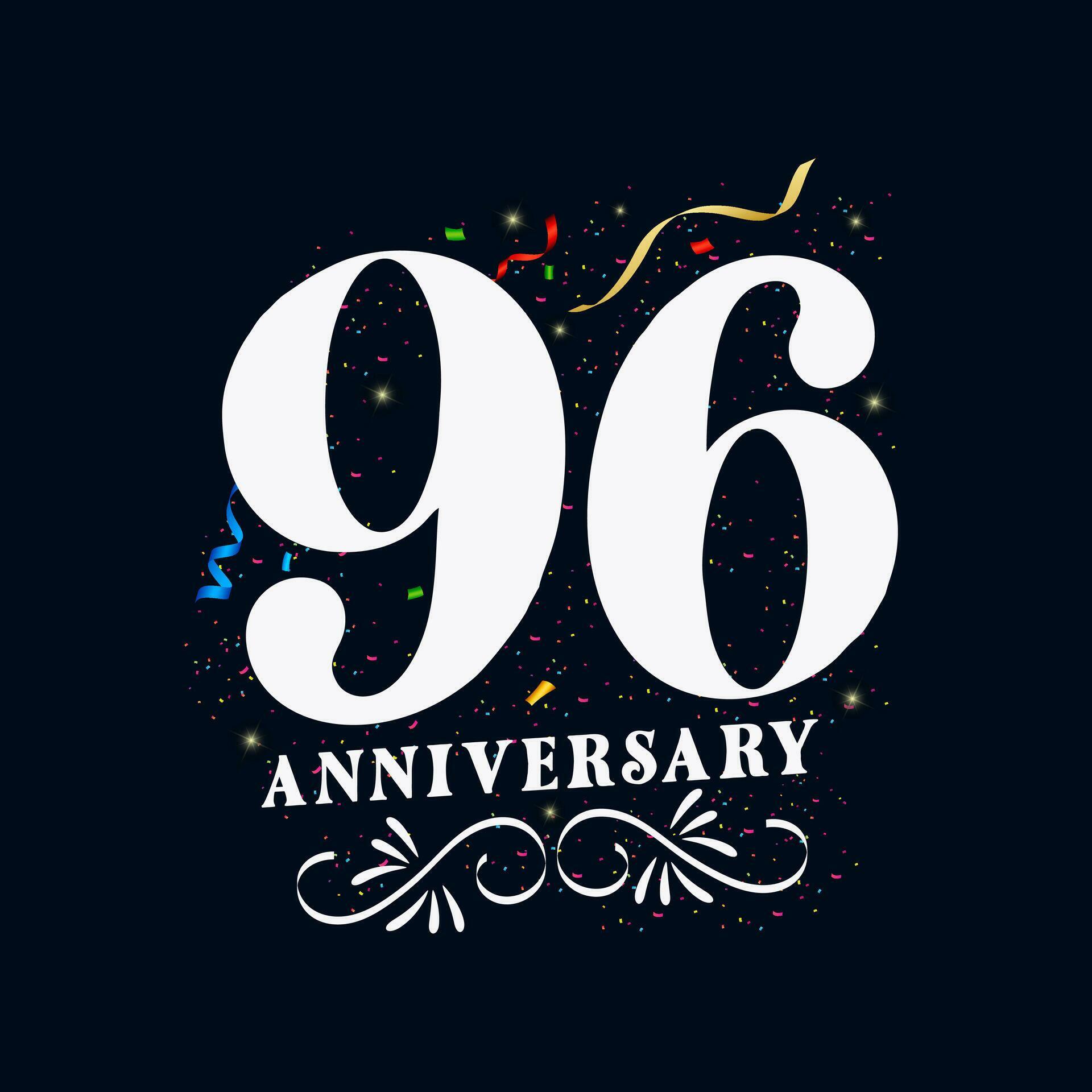 96 Anniversary luxurious Golden color 96 Years Anniversary Celebration Logo Design Template ...
