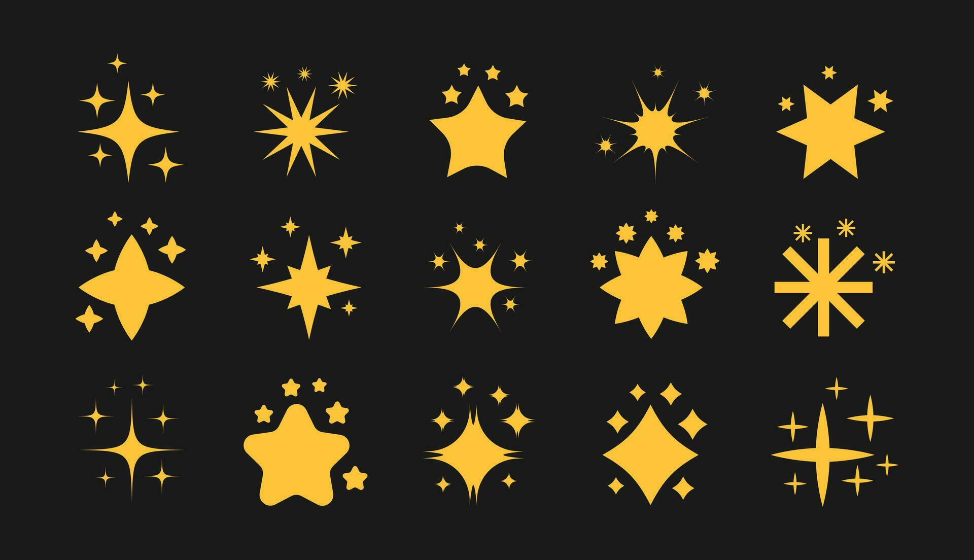 Set of Star Shapes. Twinkle star shapes vector design. Cool Sparkle Icons Collection. Set of ...