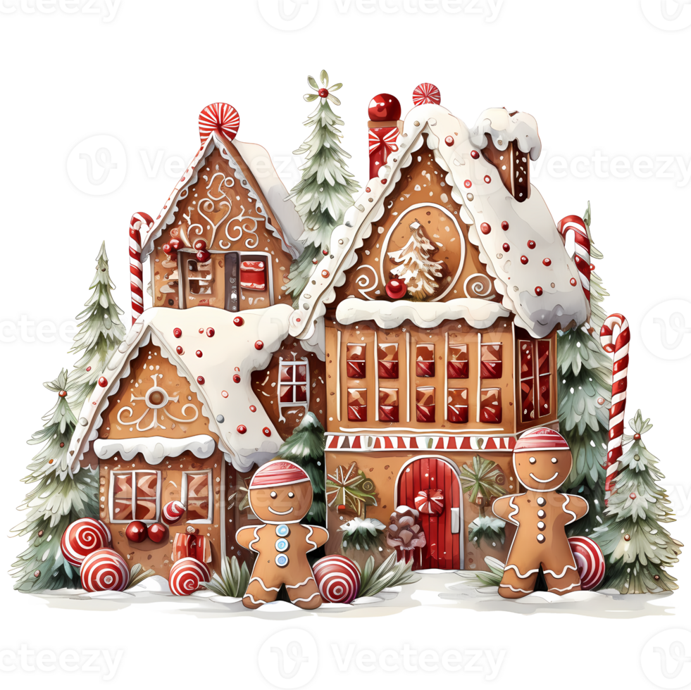 Christmas Gingerbread House Watercolor AI Generative 28632563 PNG