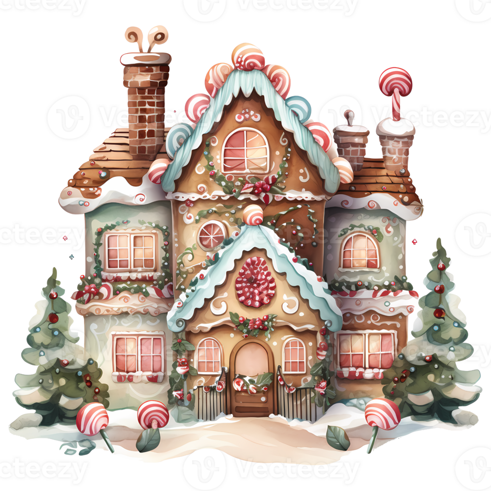 Christmas Gingerbread House Watercolor AI Generative 28632575 PNG