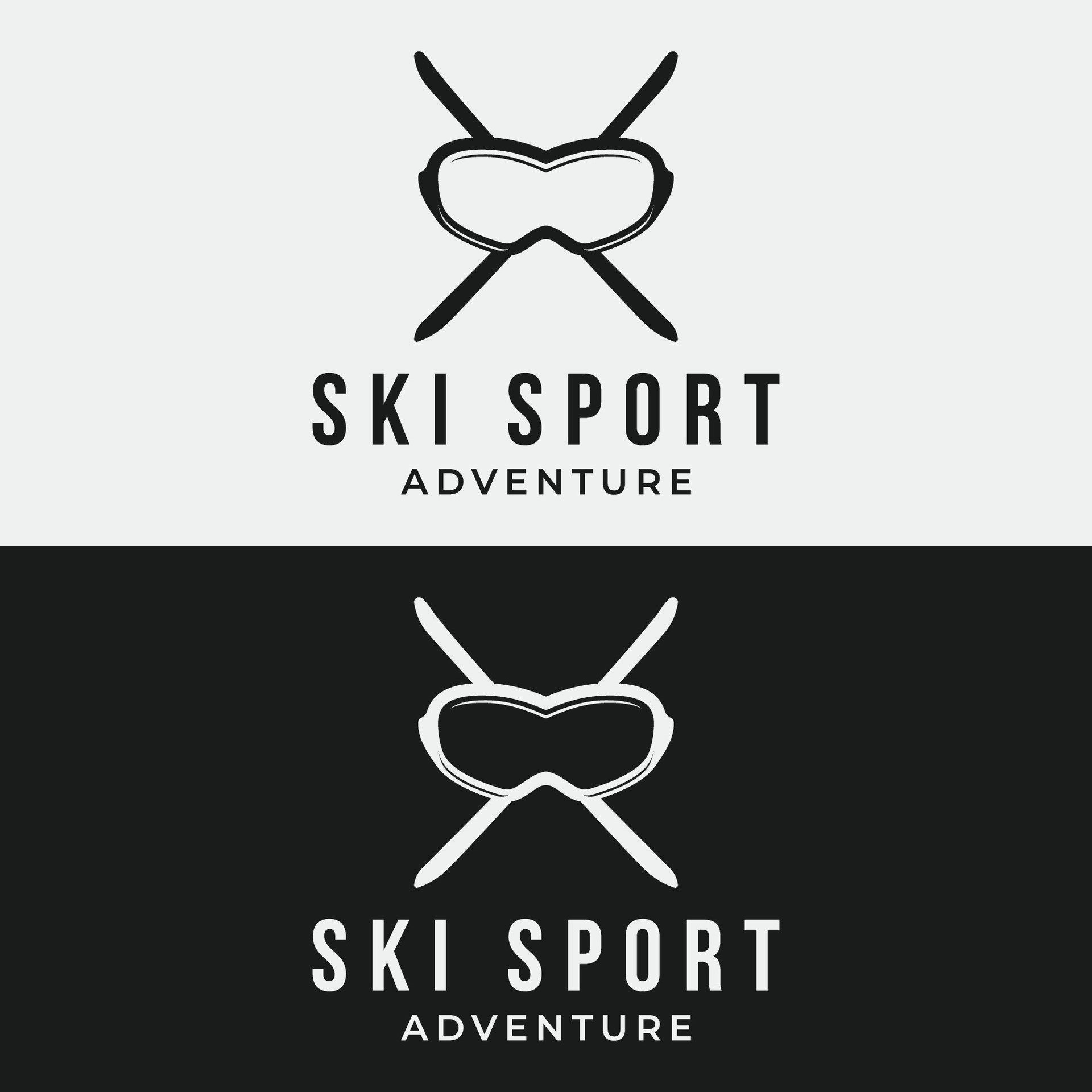 Retro ski sport template Logo element on vintage winter, with skis and ...