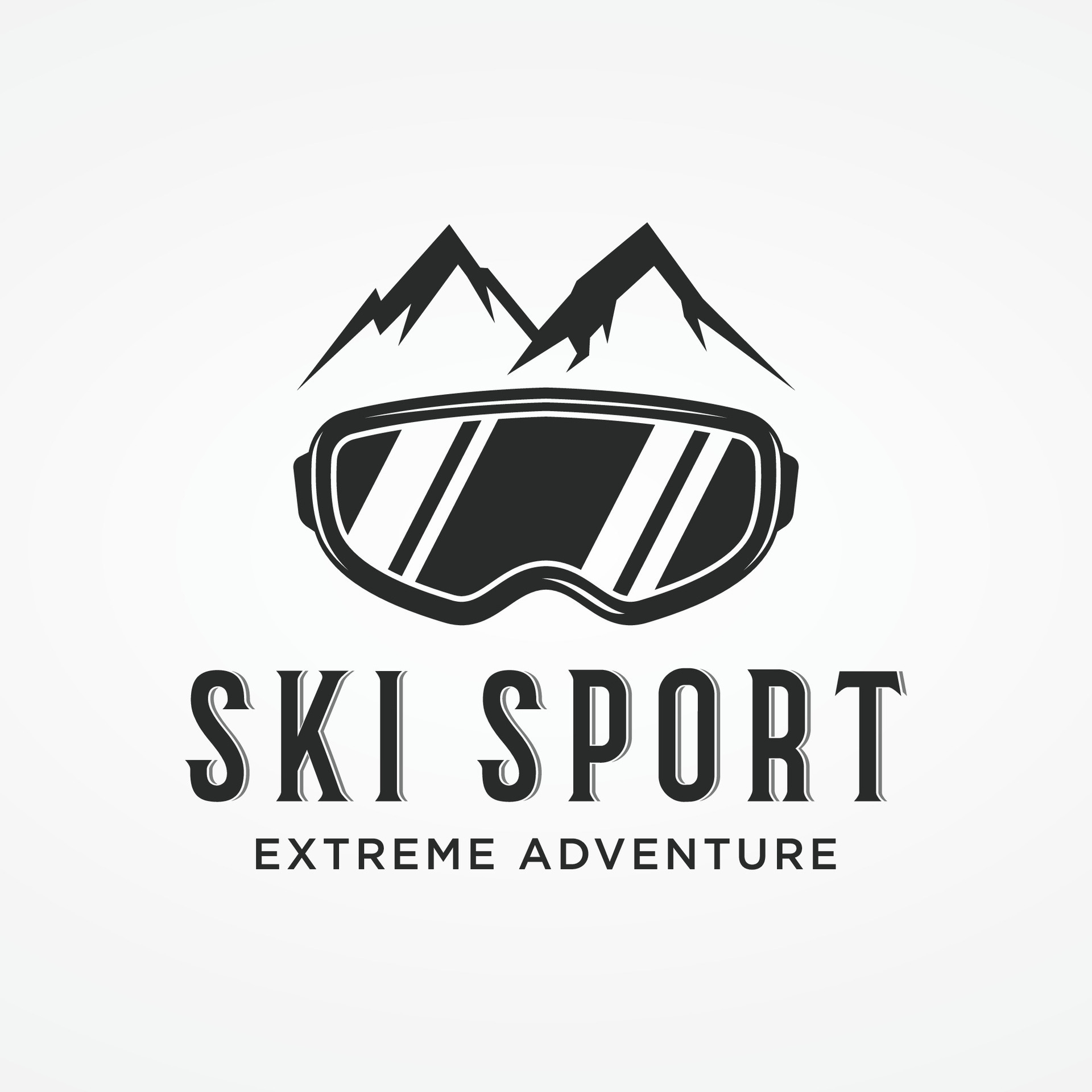Retro ski sport template Logo element on vintage winter, with skis and ...