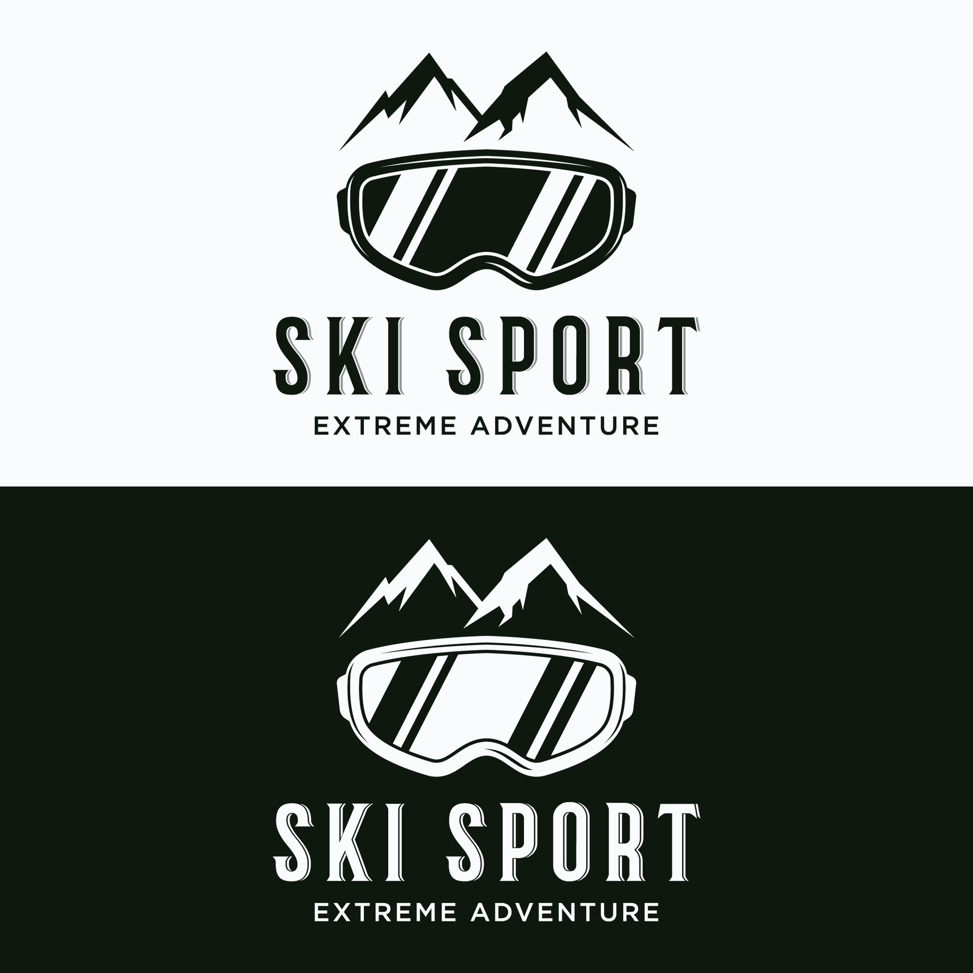 Retro ski sport template Logo element on vintage winter, with skis and ...