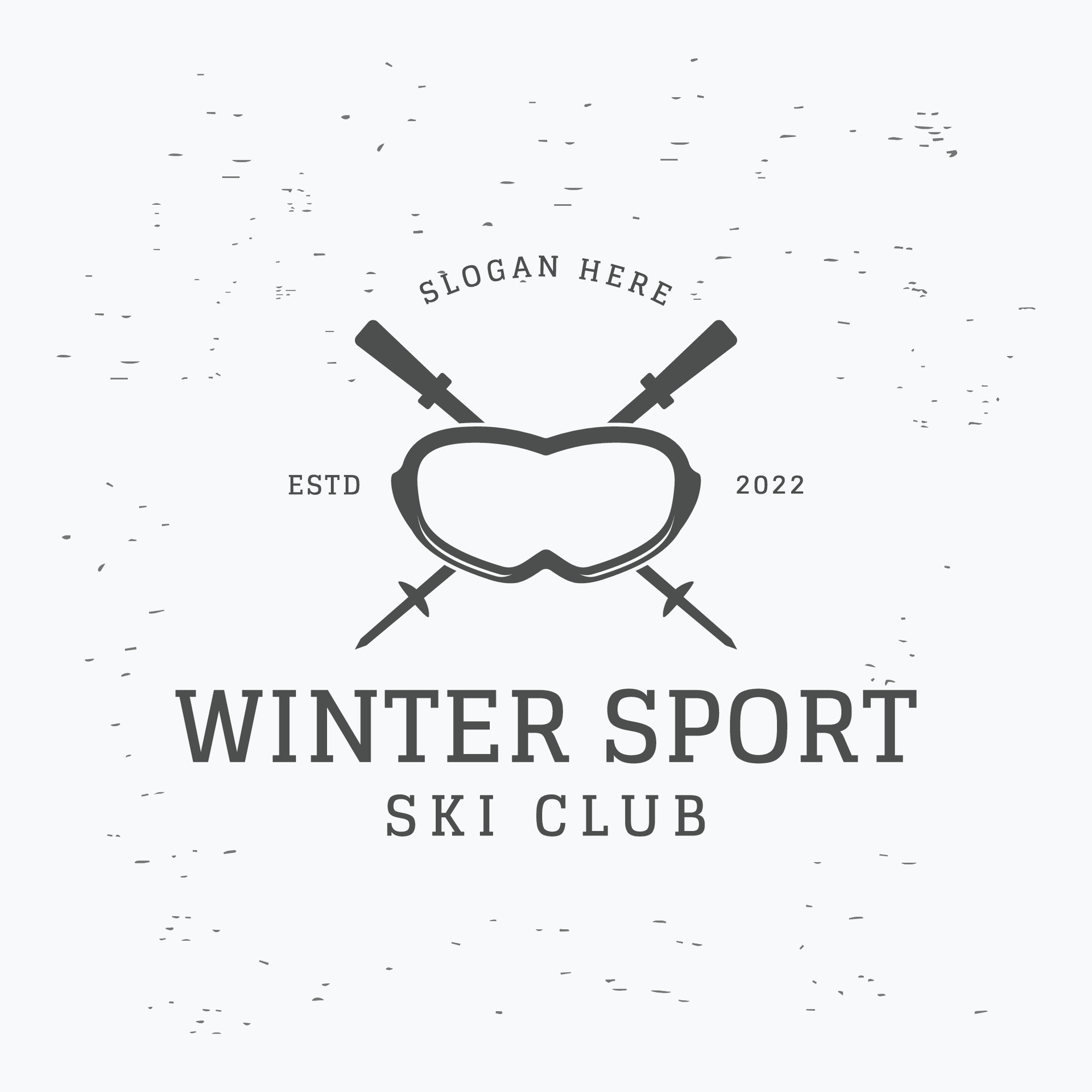 Retro ski sport template Logo element on vintage winter, with skis and ...