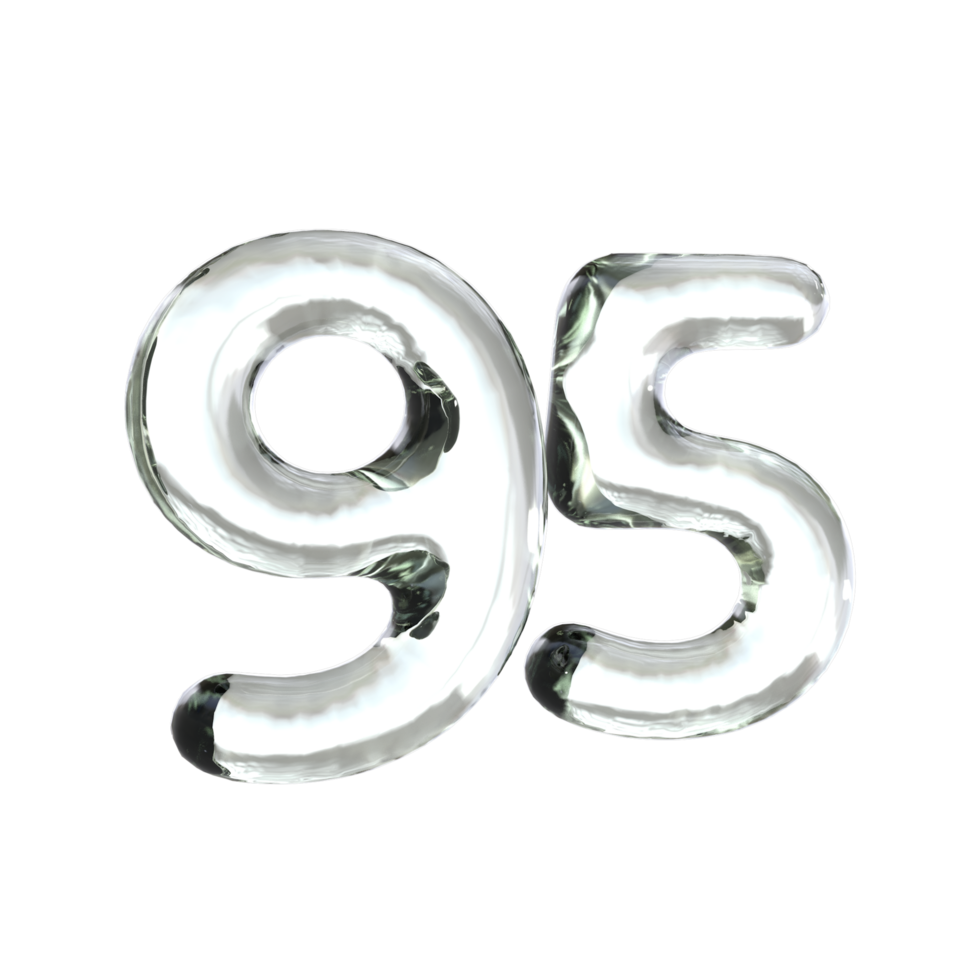 Number 95 3D Render with Glass Material 28634290 PNG
