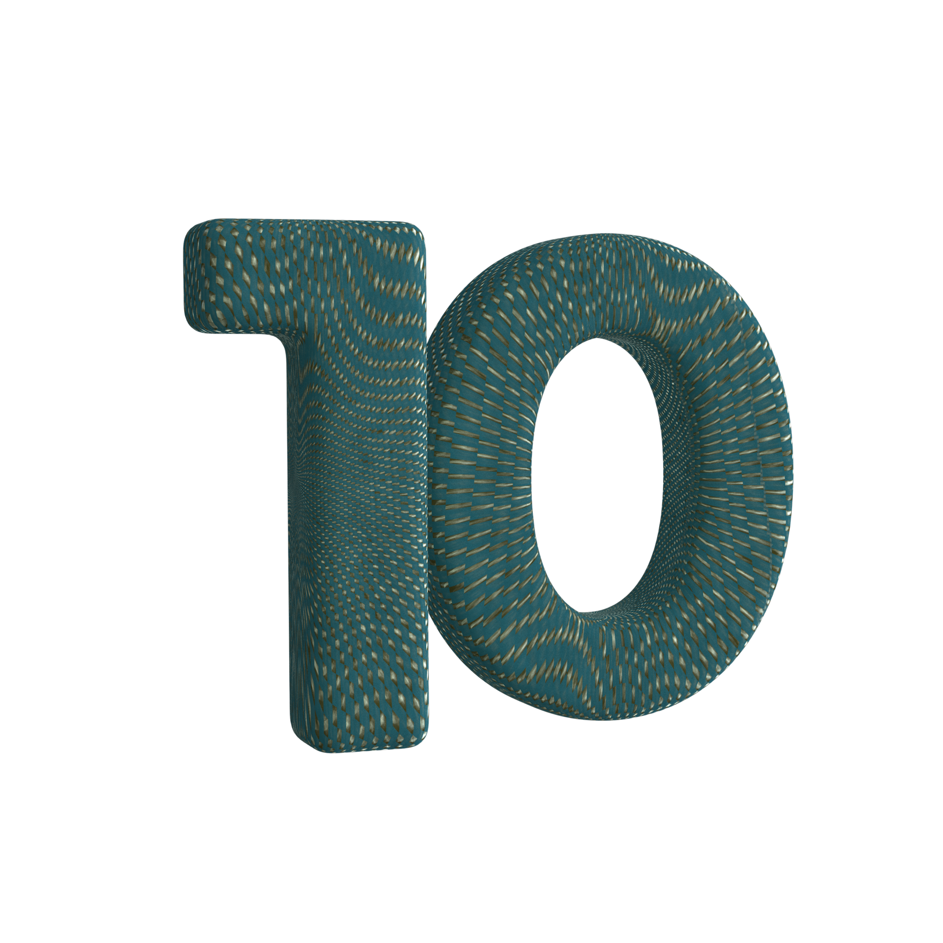 Number 10 3d Render With Green Fabric Material 28634322 Png