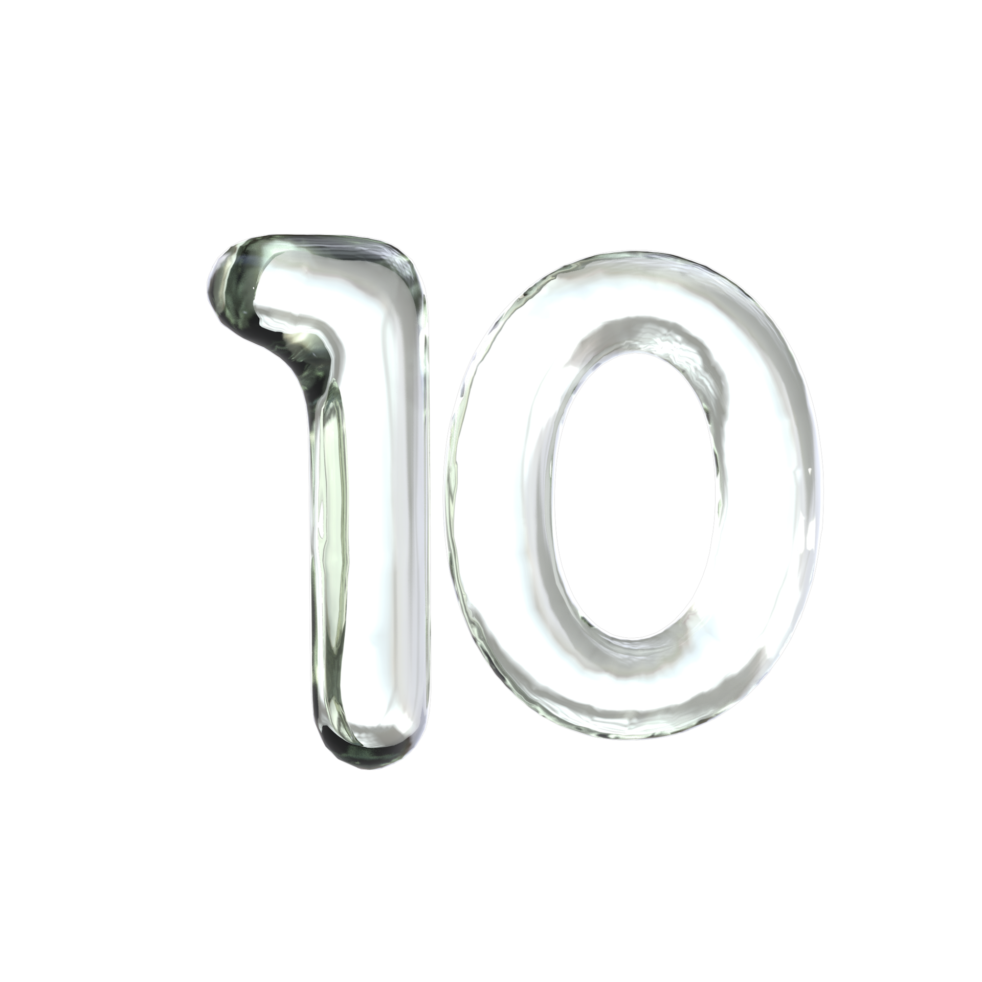 Number 10 3d Render With Glass Material 28634369 Png