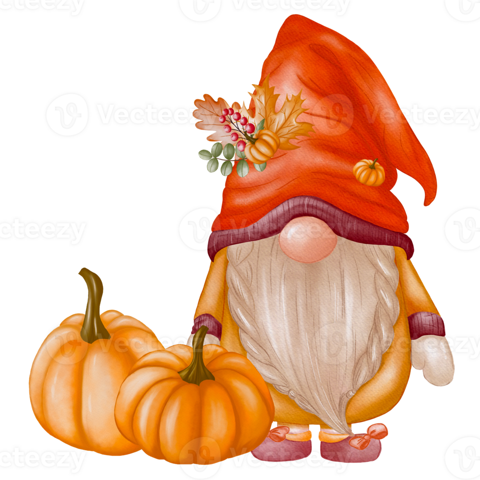 Autumn Cute Png,Autumn gnome fall,watercolor illustration 28634646 PNG