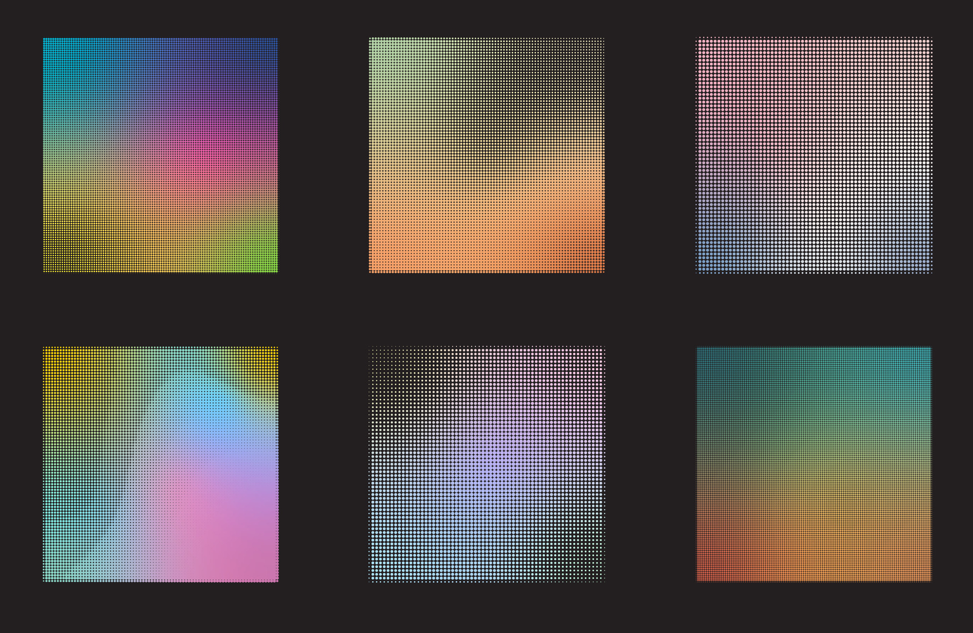 Halftone square. Set of abstract gradients dotted circles, round ...