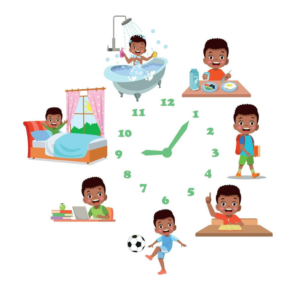 Cartoon kid daily routine activities set 28638675 Vector Art at Vecteezy Cartoon kid daily routine activities set 28638675 Vector Art at Vecteezy