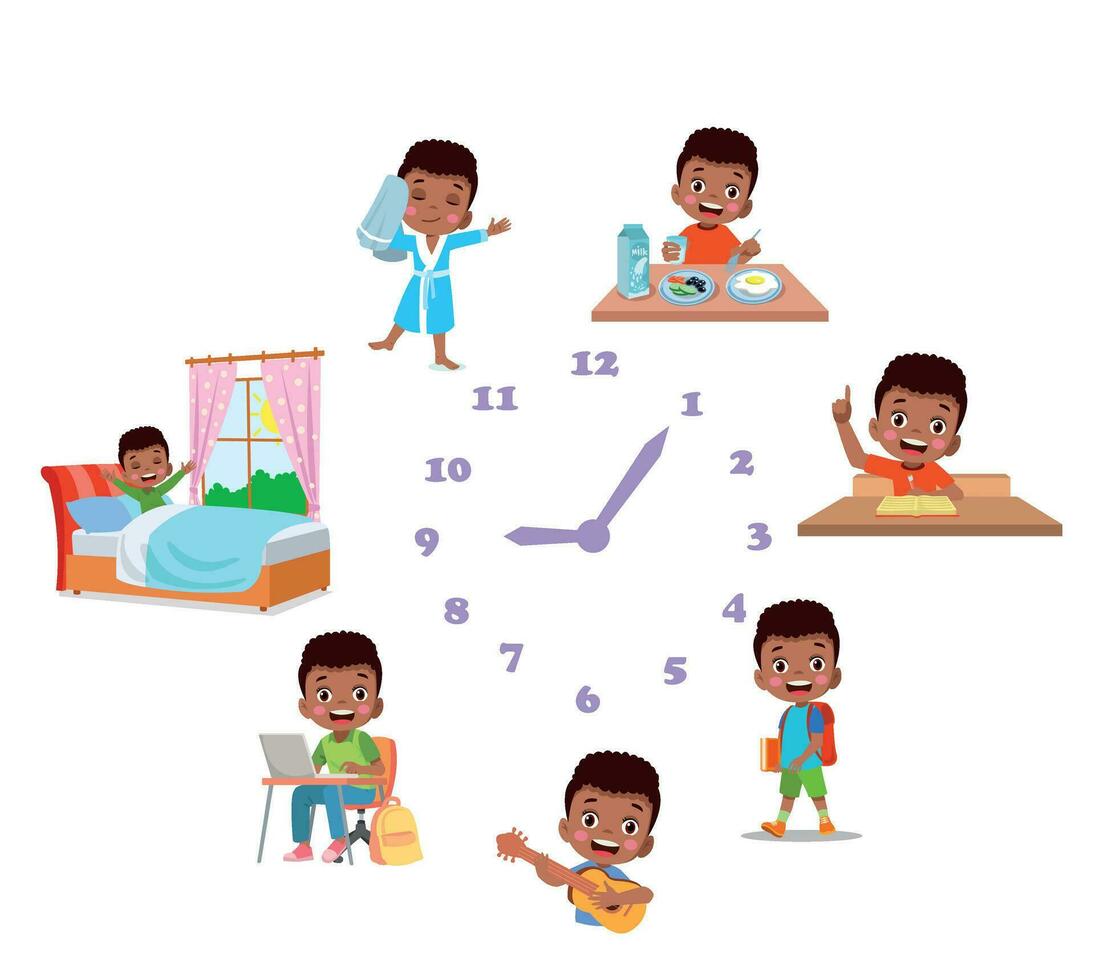 Cartoon kid daily routine activities set 28638678 Vector Art at Vecteezy Cartoon kid daily routine activities set 28638678 Vector Art at Vecteezy