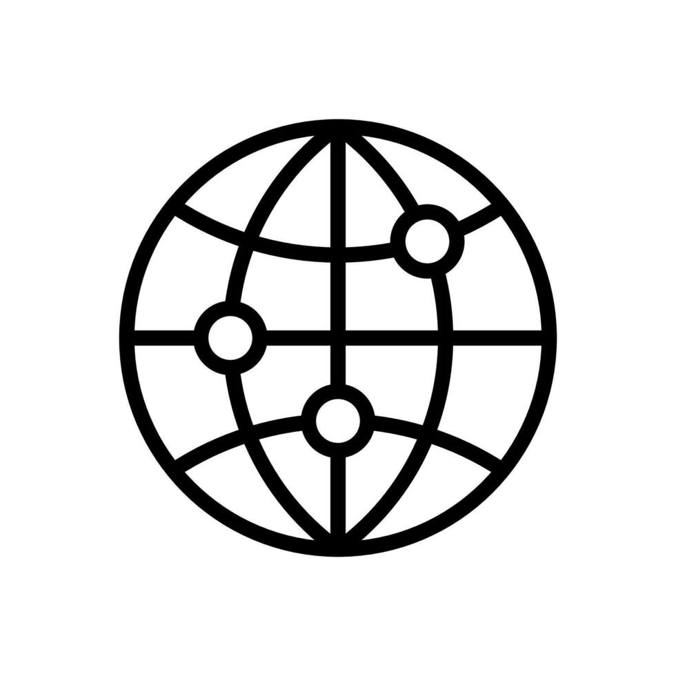 Wide Coverage Global Network Connection Web Grid Icon In Line Style Design Isolated On White