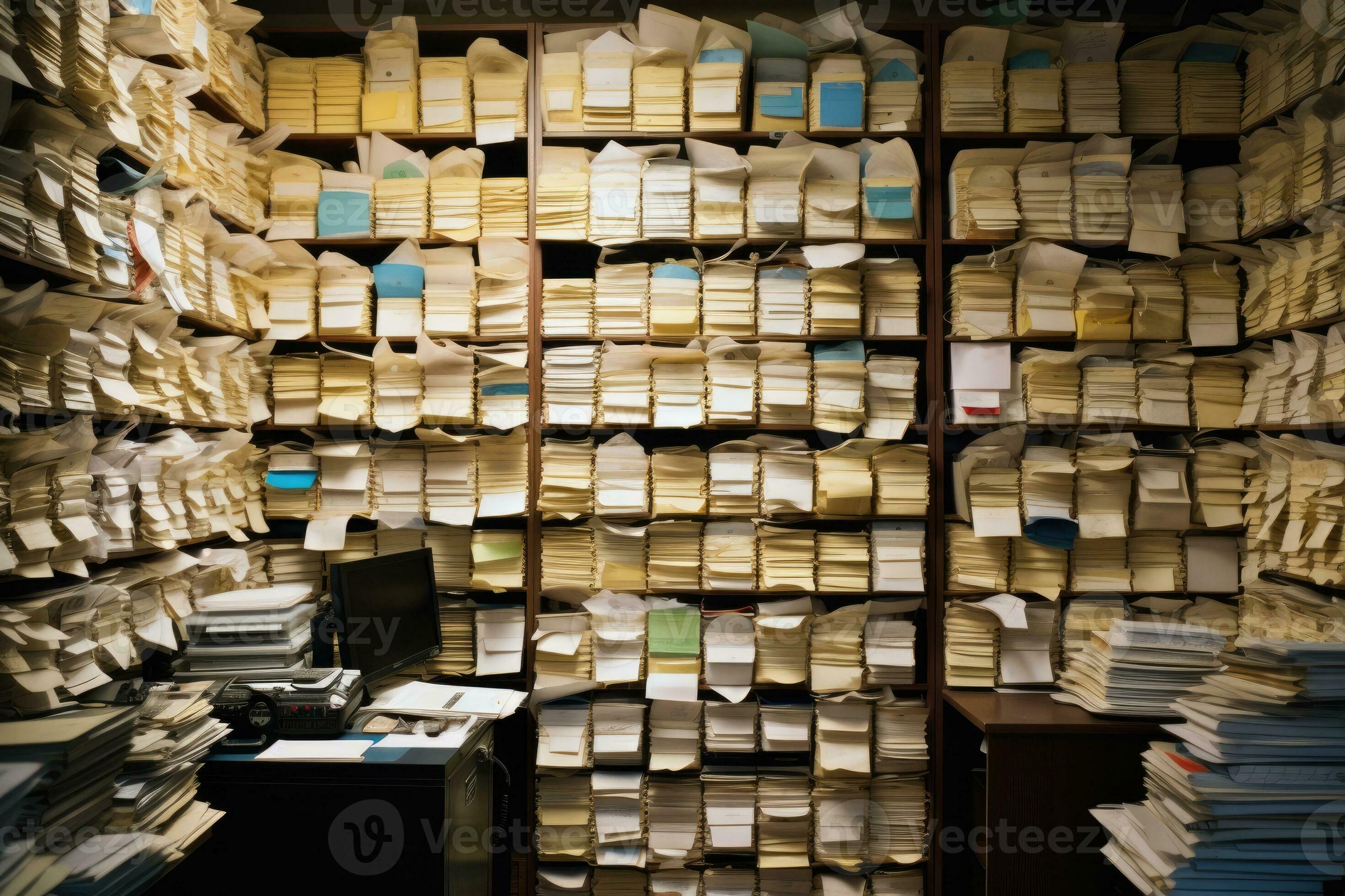 Shelves full of files in an old archive 28643043 Stock Photo at Vecteezy