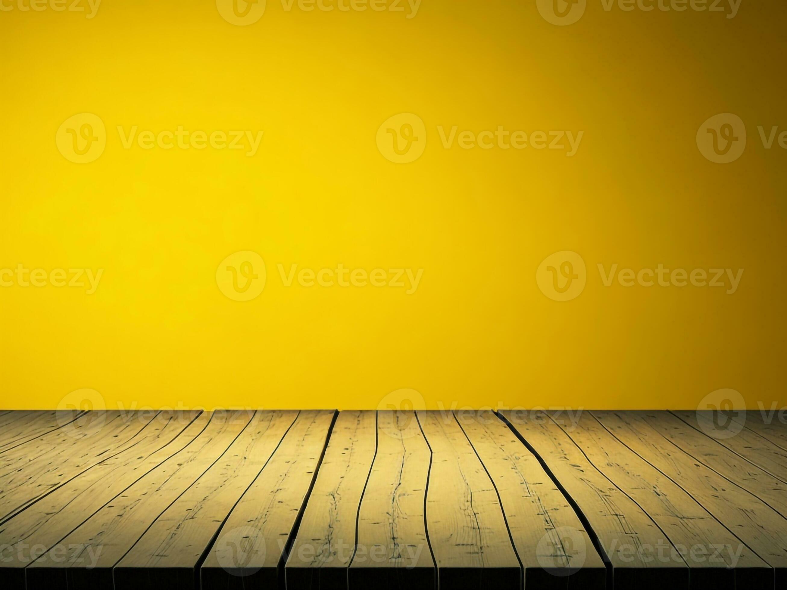 Wooden table and blur tropical Yellow Color background, product display ...
