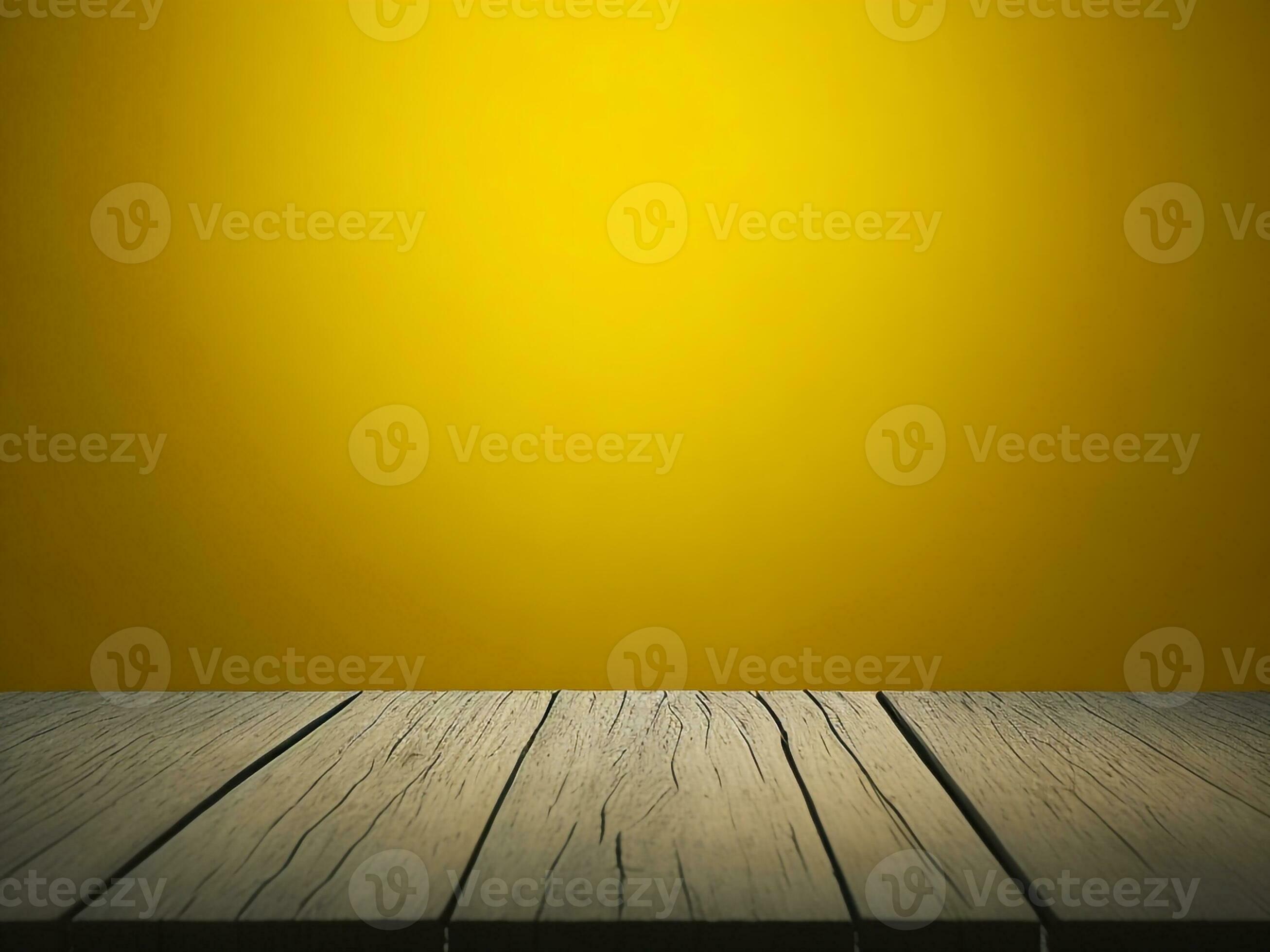 Wooden table and blur tropical Yellow Color background, product display ...