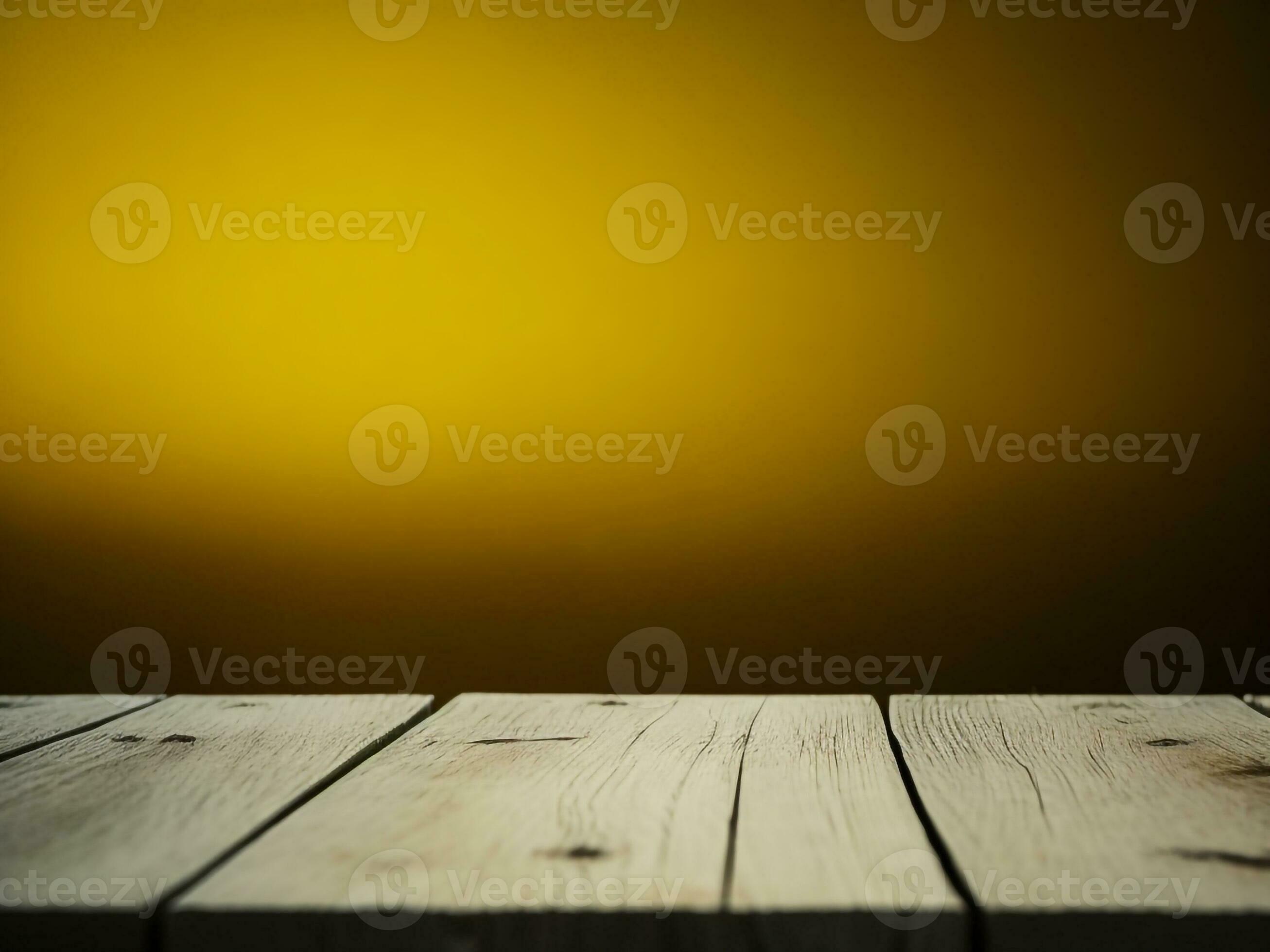 Wooden table and blur tropical Yellow Color background, product display ...