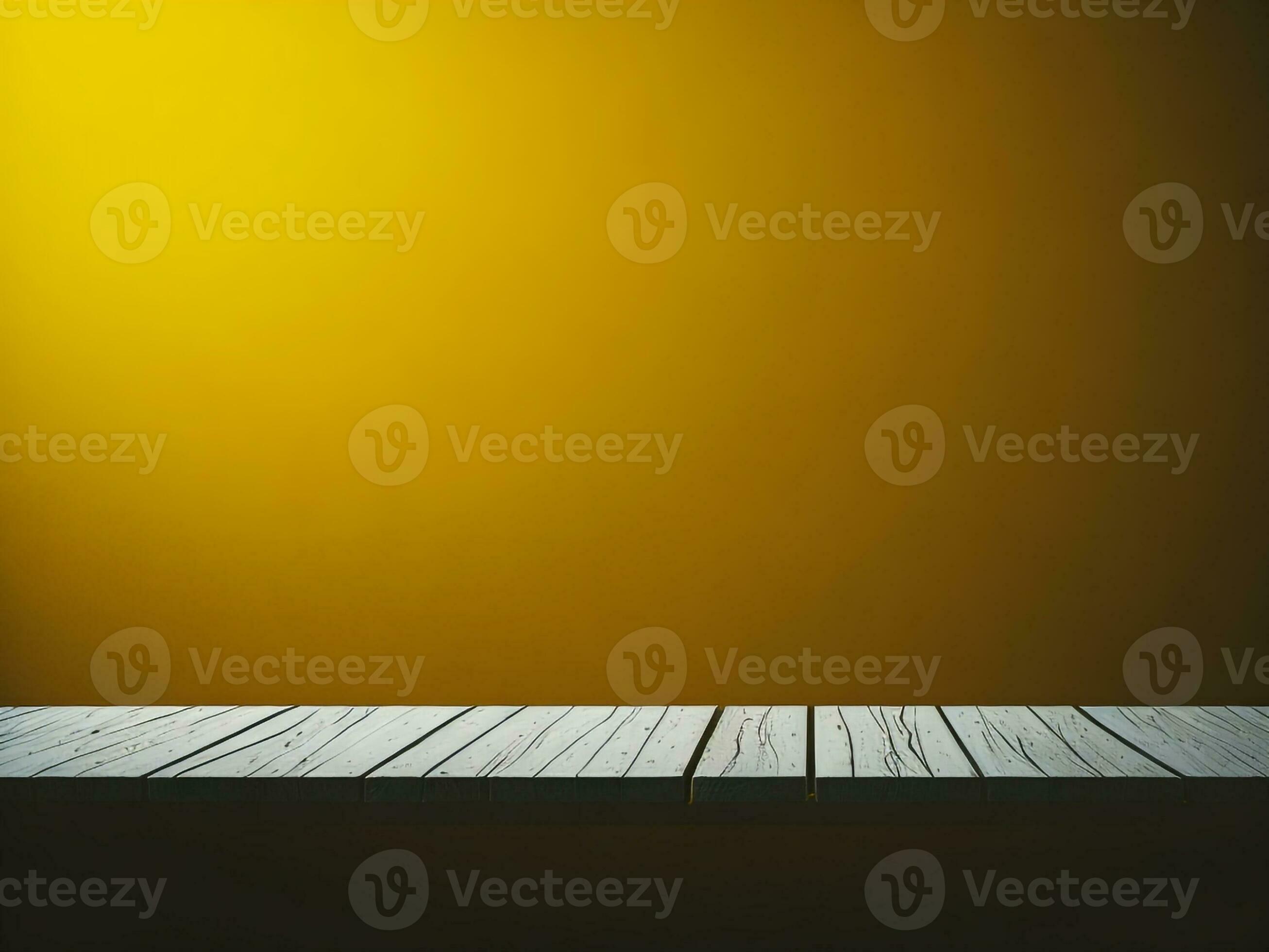 Wooden table and blur tropical Yellow Color background, product display ...