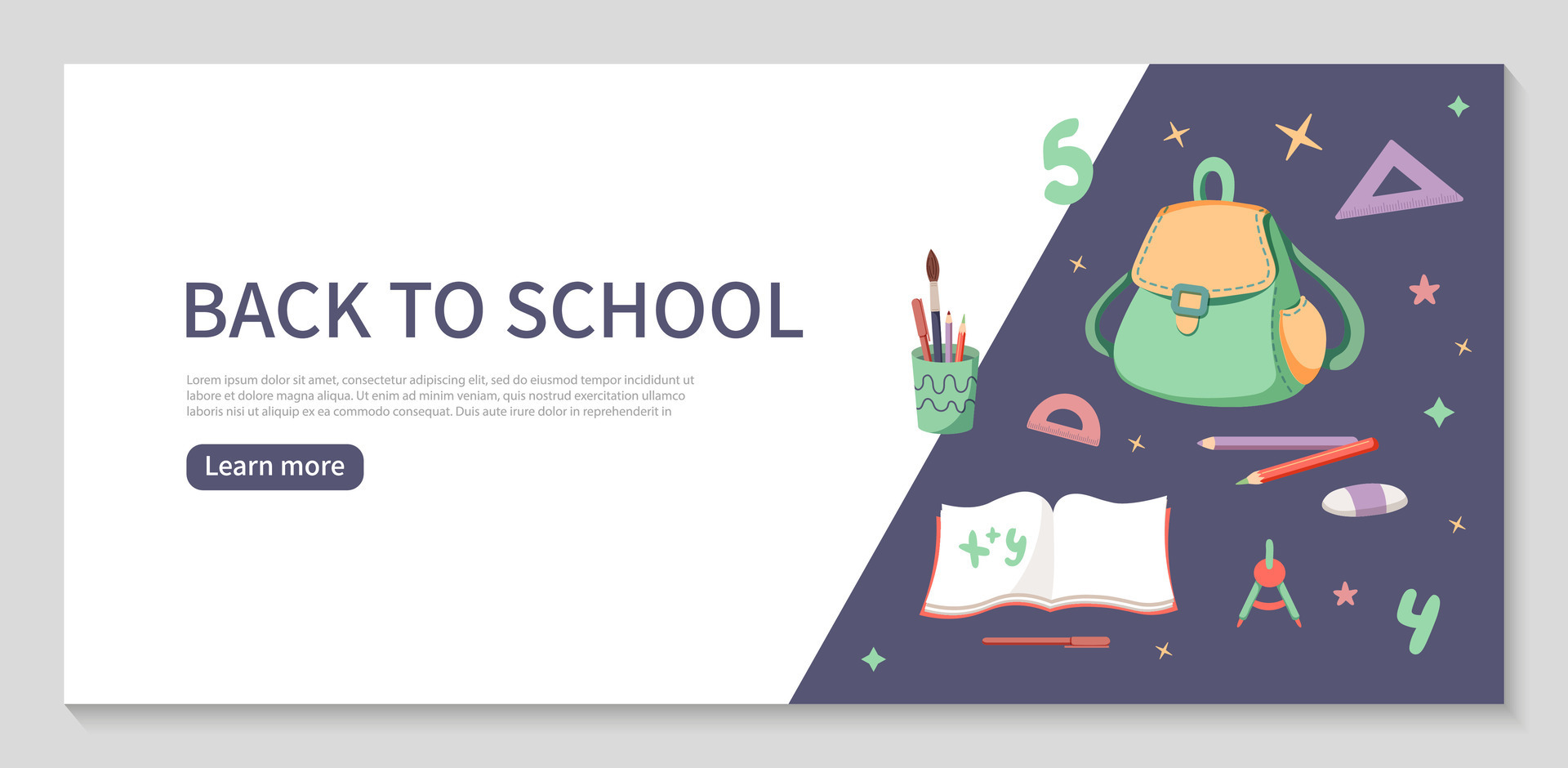 Web page design template for School, studio, course, class, education ...