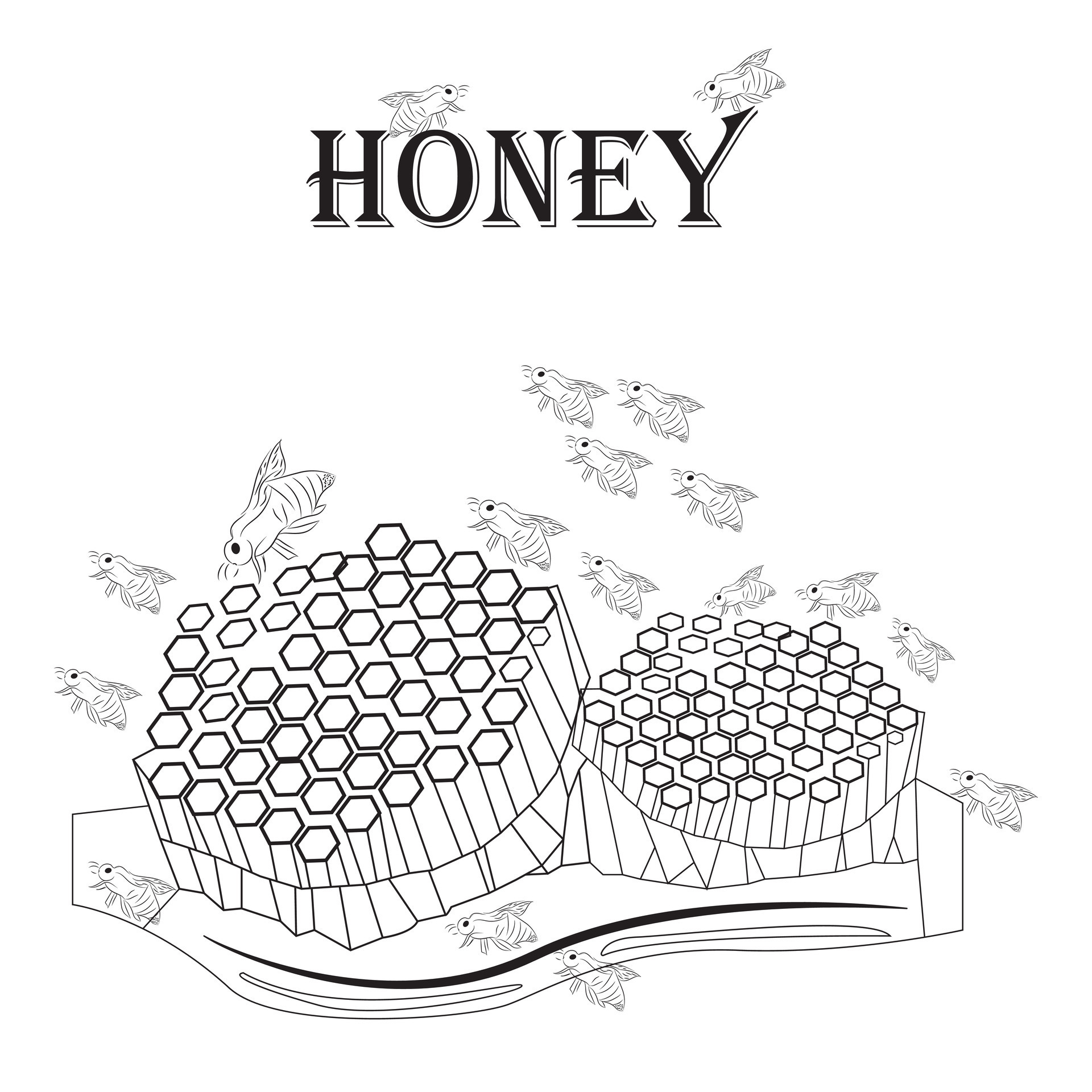 Honeycomb Grid Texture And Geometric Hive Hexagonal Honeycombs Grid