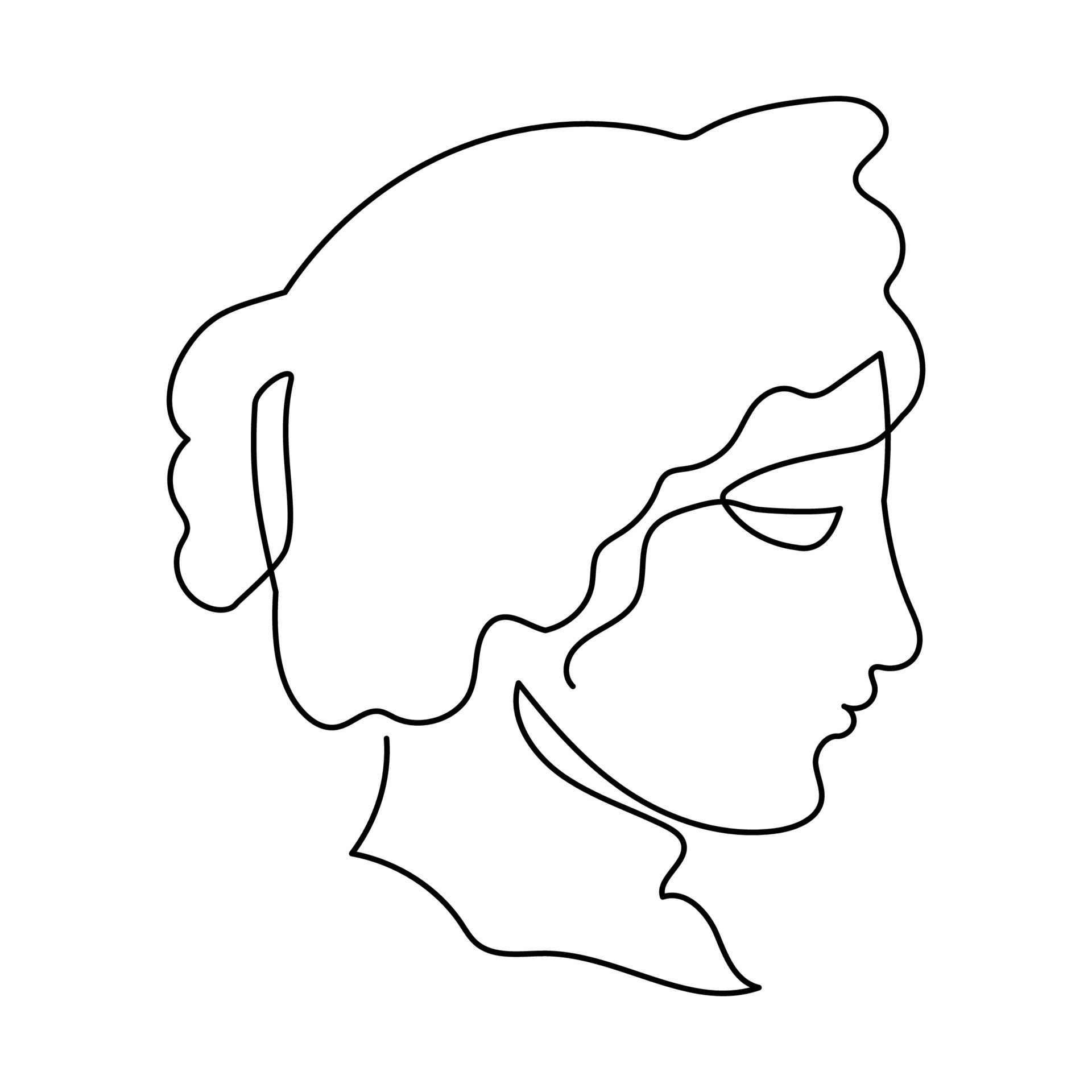 Face woman art continuous line logo. Beauty girl face and hair abstract ...