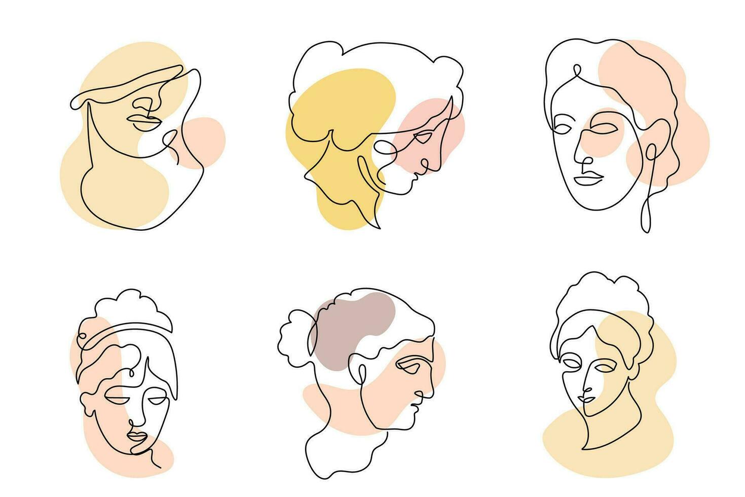 Face woman art continuous line logo. Beauty girl face and hair abstract ...