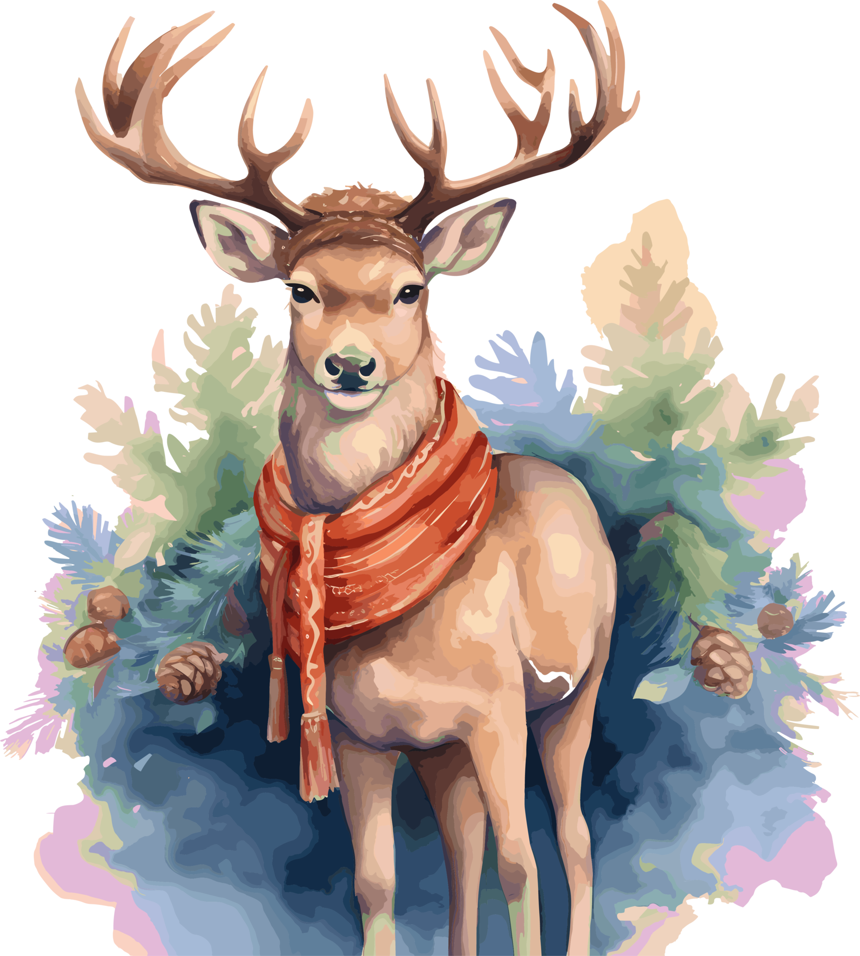 Watercolor Deer, Merry Christmas Clipart Illustration, Created With ...
