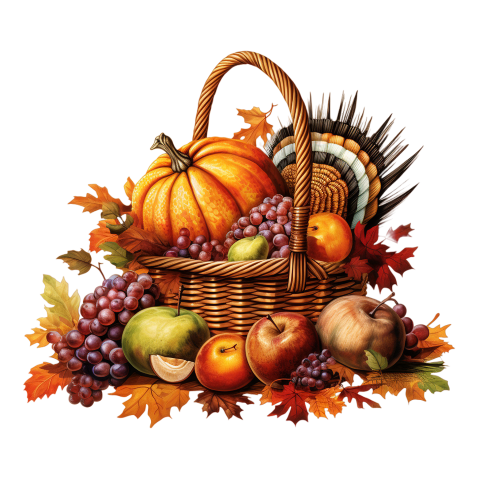 harvest festival thanksgiving fruits basket ai generative 28648773 PNG