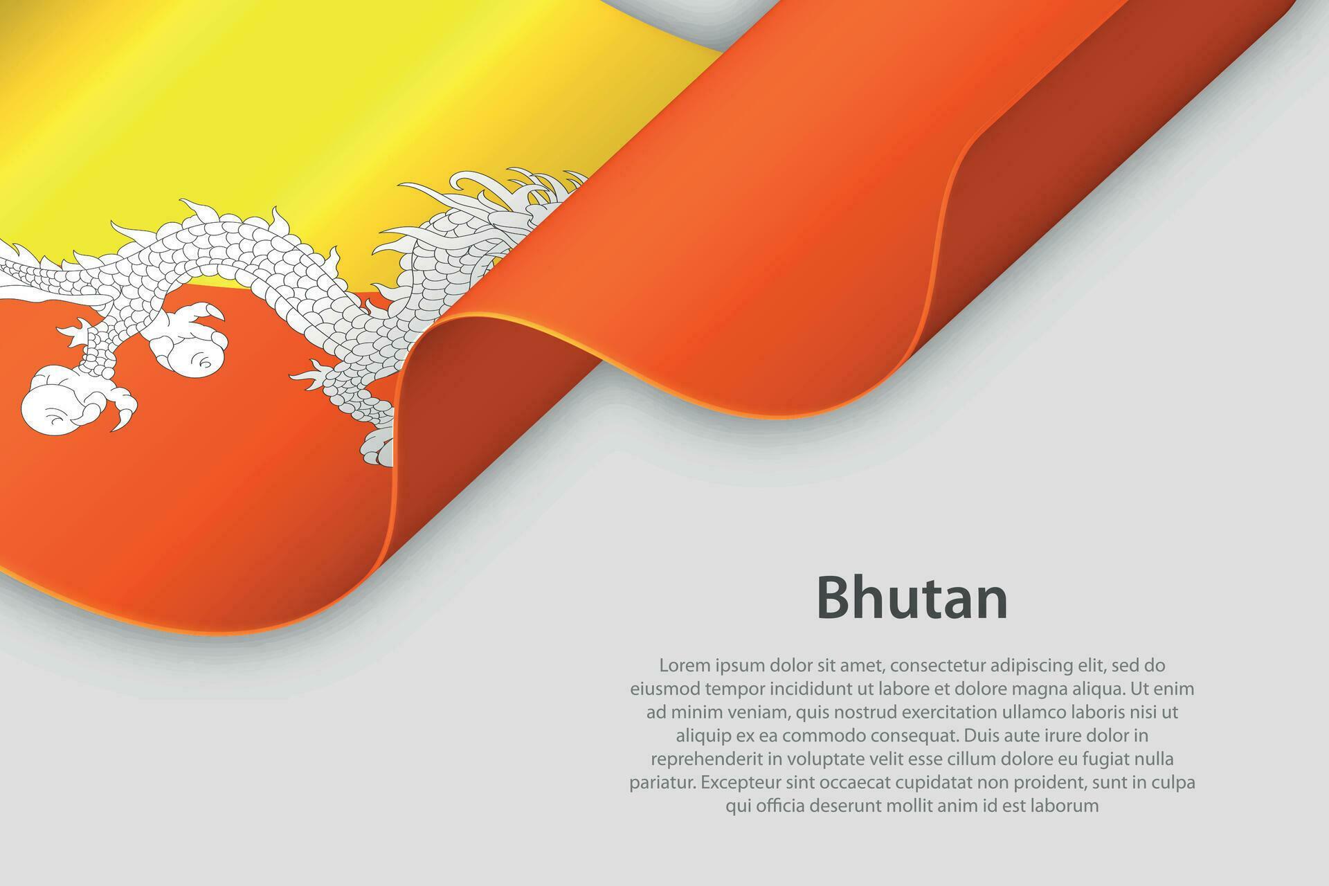 3d ribbon with national flag Bhutan isolated on white background ...