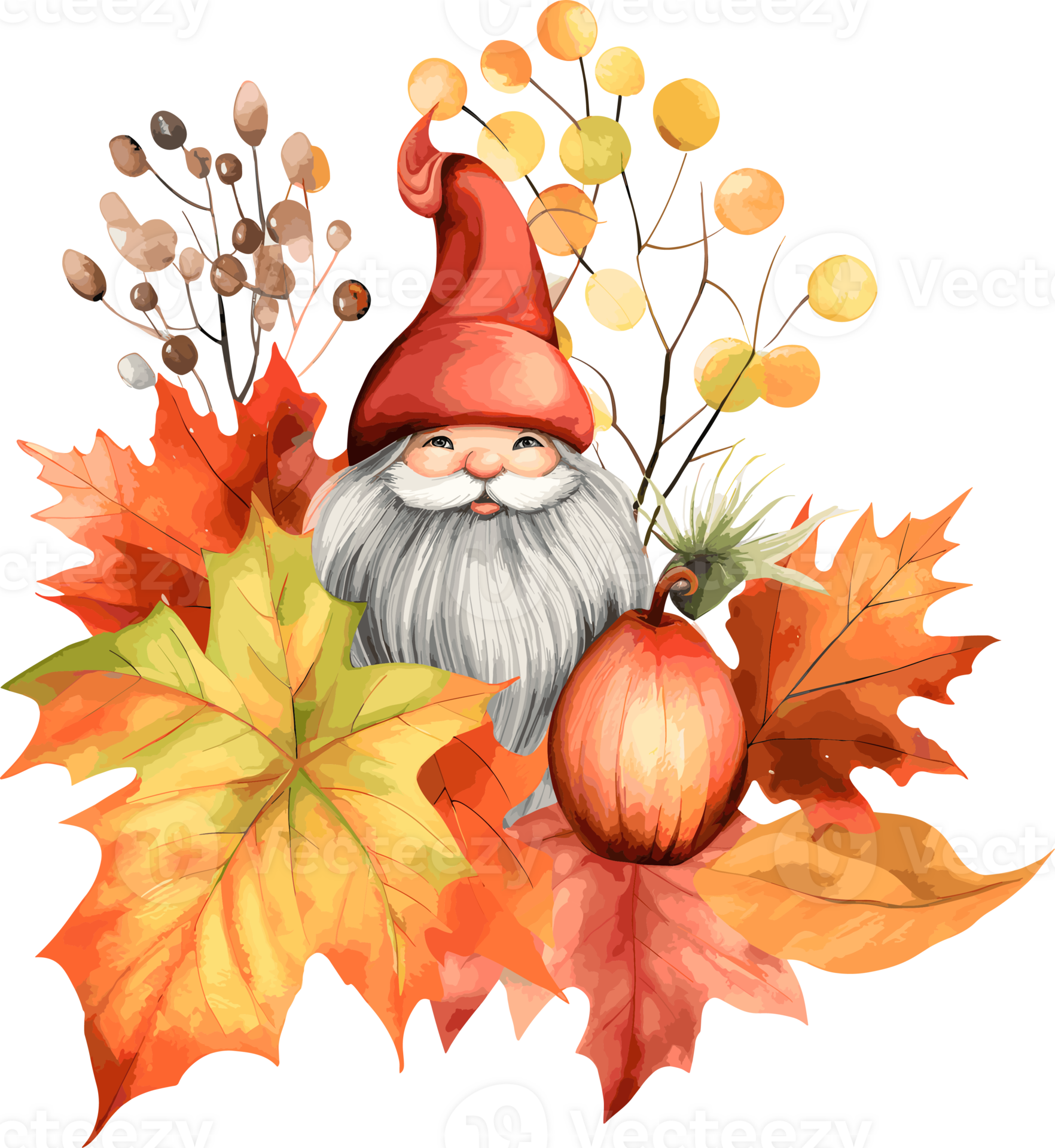 Watercolor Gnome, Fall Autumn Clipart Illustration, Created With ...