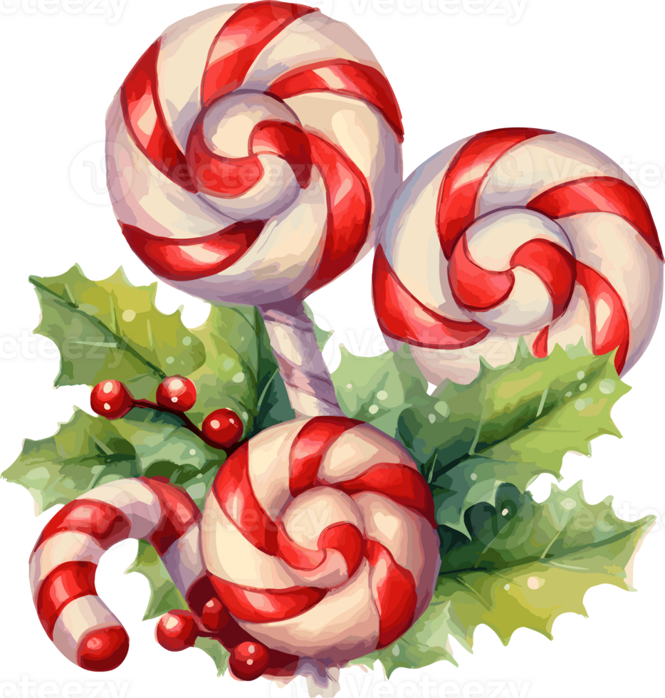 Watercolor Candy, Merry Christmas Clipart Illustration, Created With ...