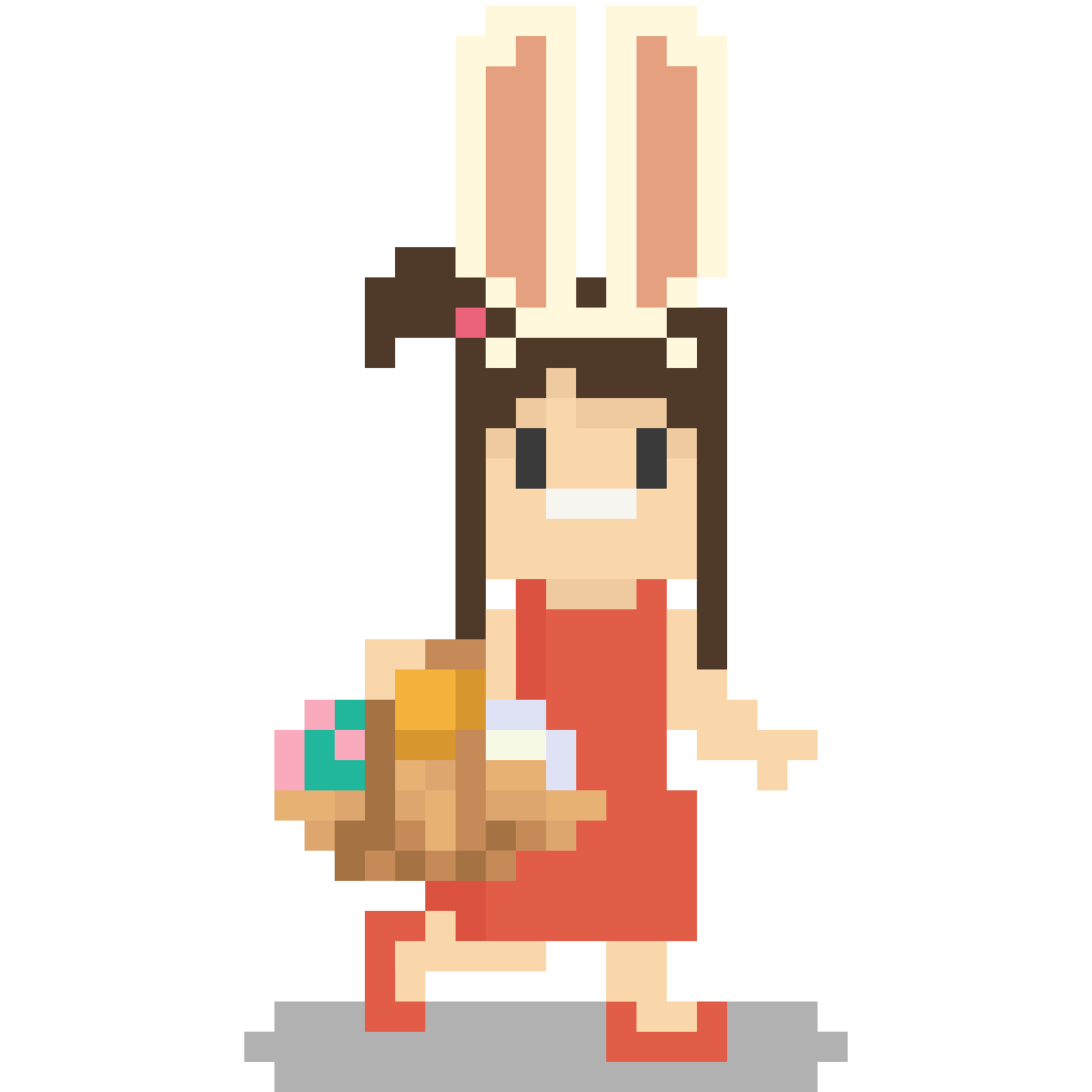Pixel Art Woman With Rabbit Ears And Basket 28651886 Png