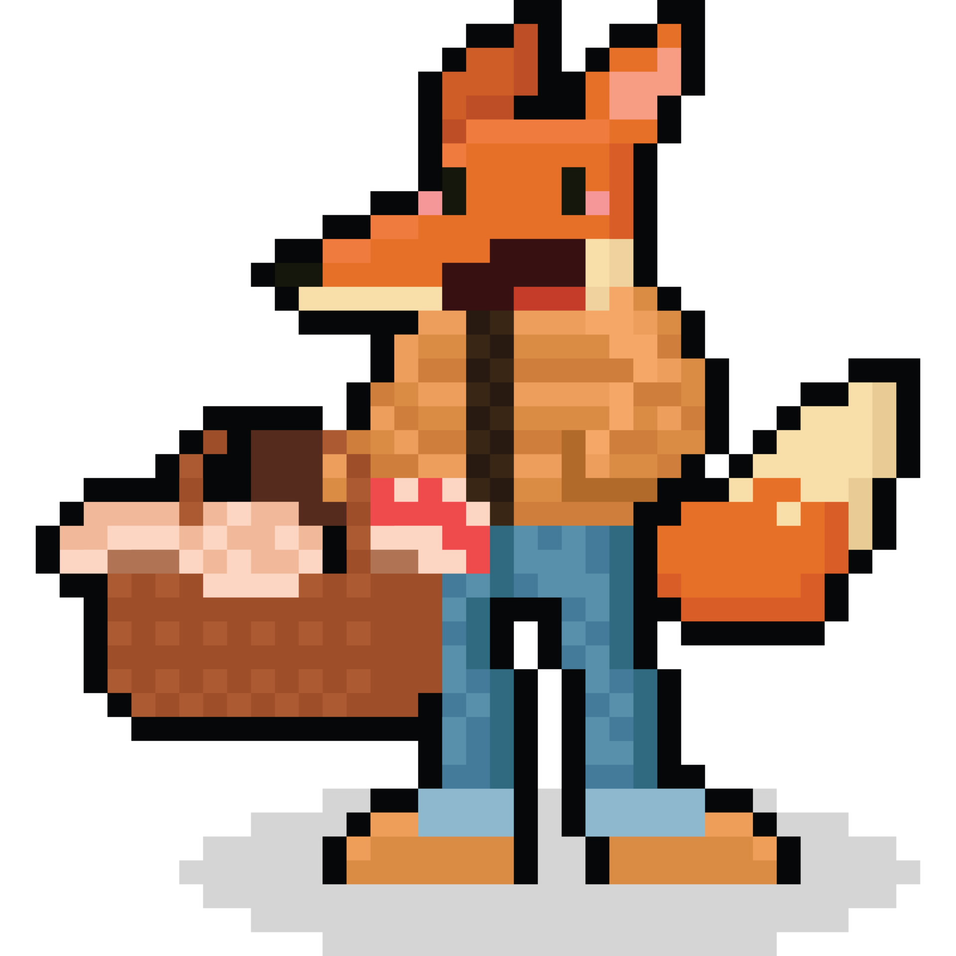 Pixel Art Cartoon Fox Man Character With Mushroom Basket 28652146 Png
