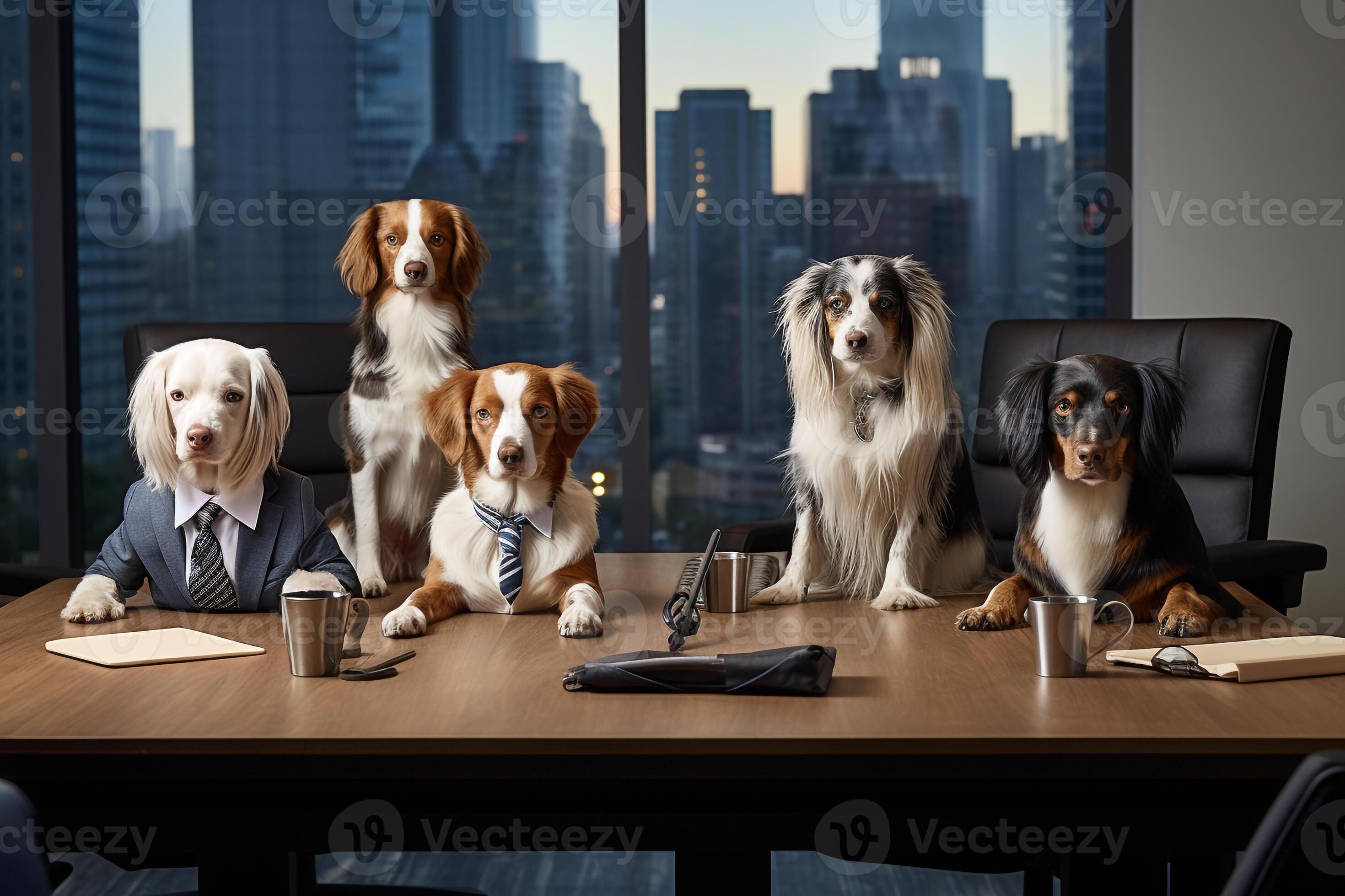 Canine Corporate Coup - Comedic Dogs Commanding a Business Meet AI Generative 28652385 Stock ...